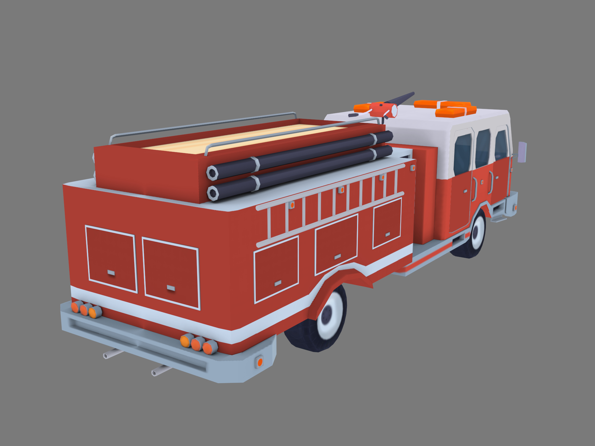 3D model low-poly american firetruck - TurboSquid 1334407