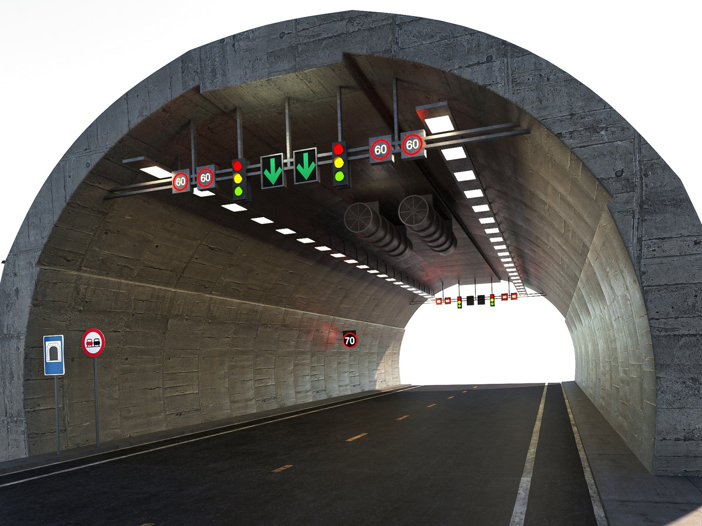 3D Low Poly Modular Road Tunnel 02 Model - TurboSquid 2098557