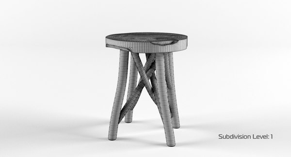 3d model teak bar stool