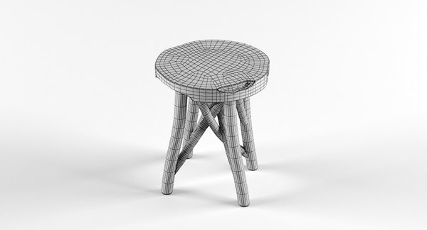 3d model teak bar stool