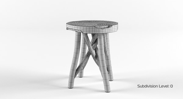3d model teak bar stool
