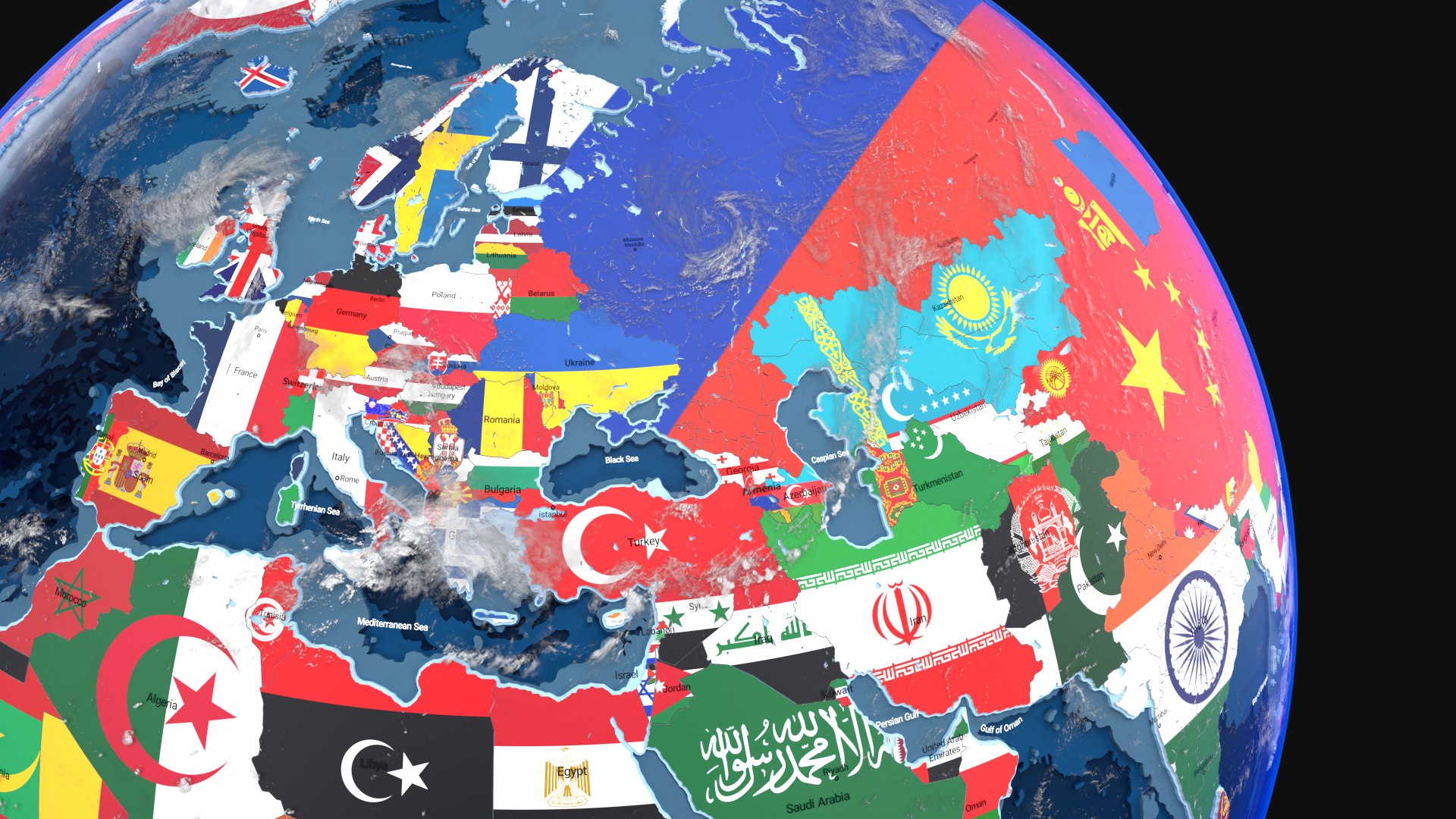 Earth Globe With National Flags 3D Model - TurboSquid 2168980