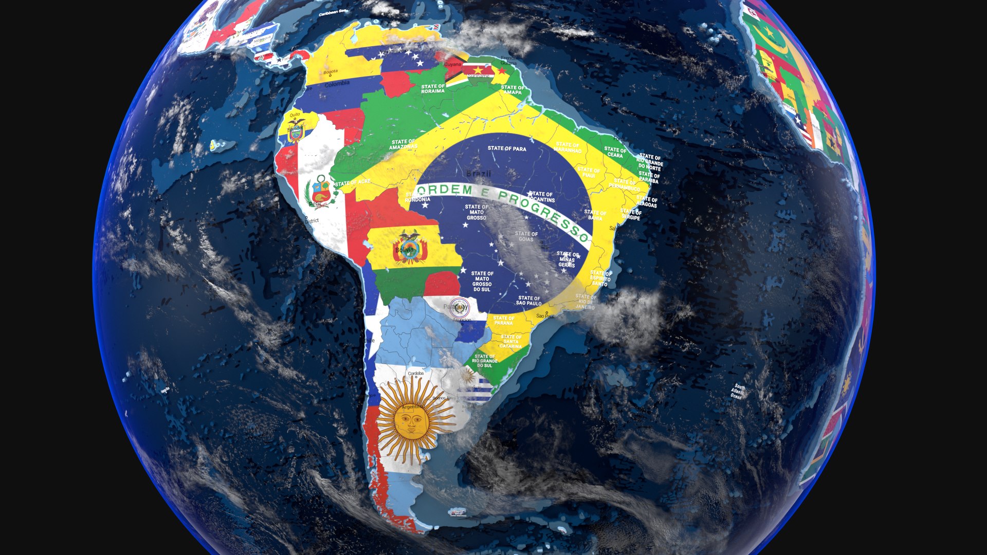 Earth Globe With National Flags 3D Model - TurboSquid 2168980