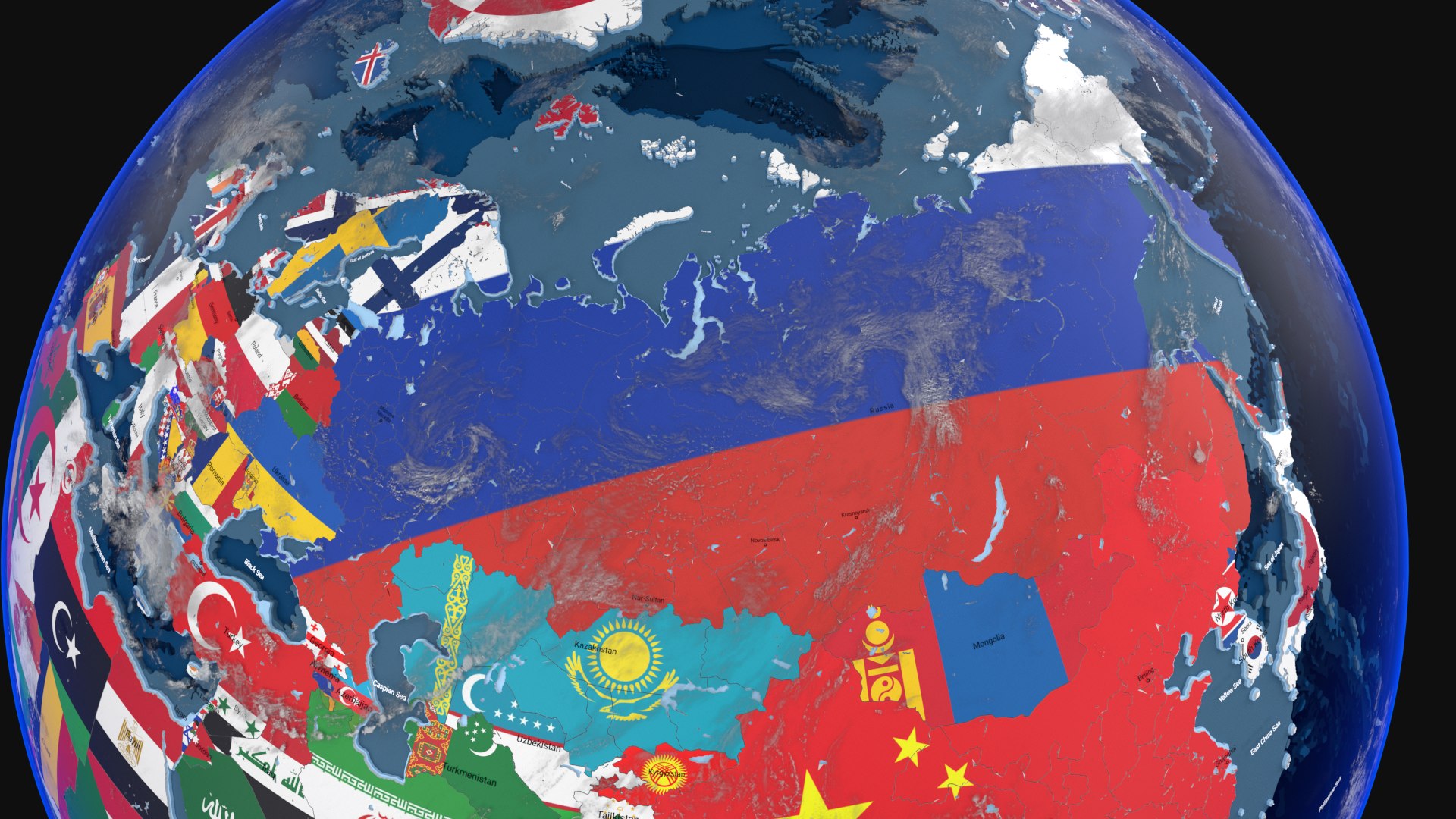 Earth Globe with National Flags 3D model - TurboSquid 2168980