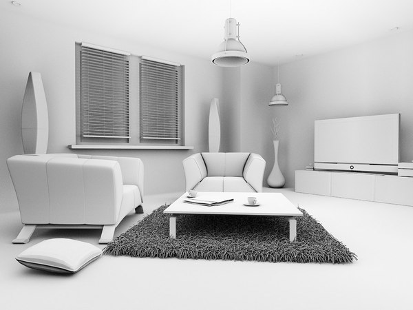 modern living interior room 3d model