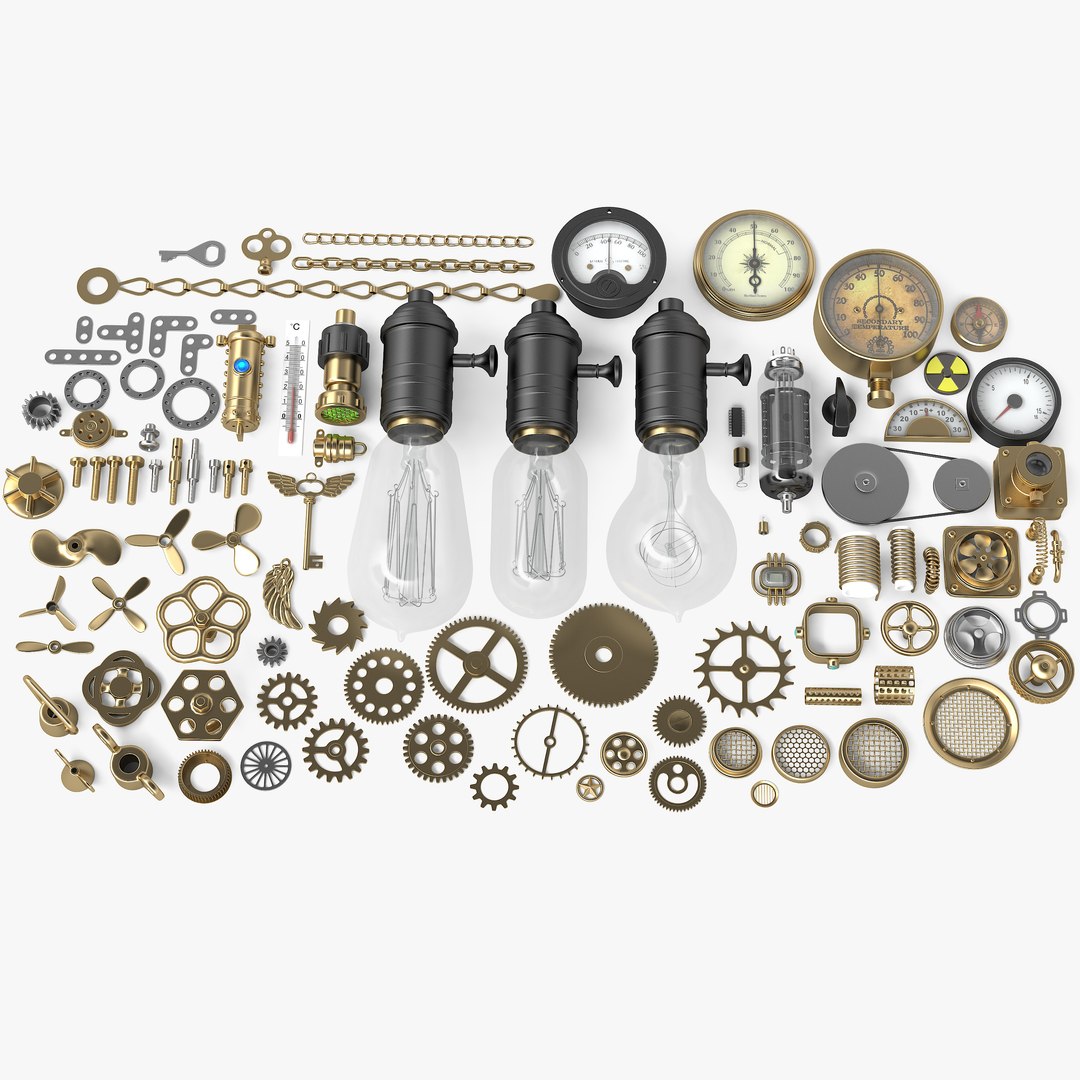 Steampunk 100 Parts 3d Model