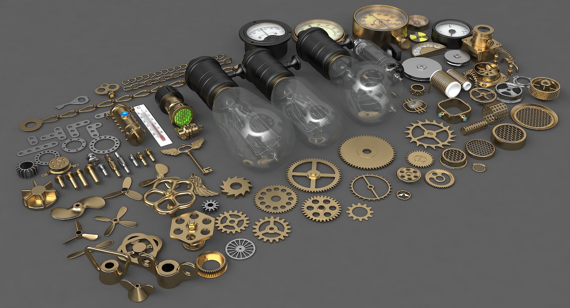 Steampunk 100 Parts 3d Model