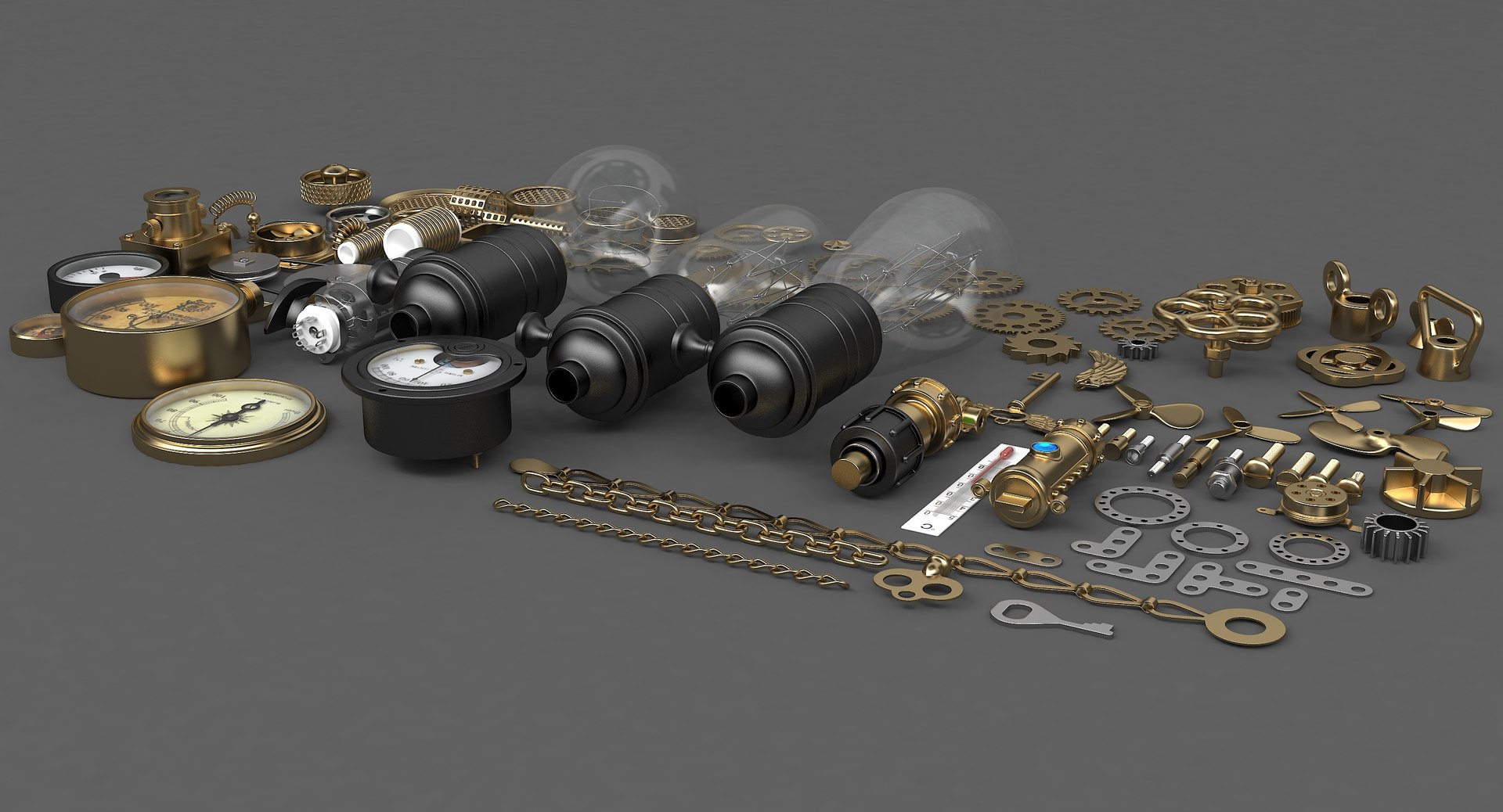 Steampunk 100 Parts 3d Model