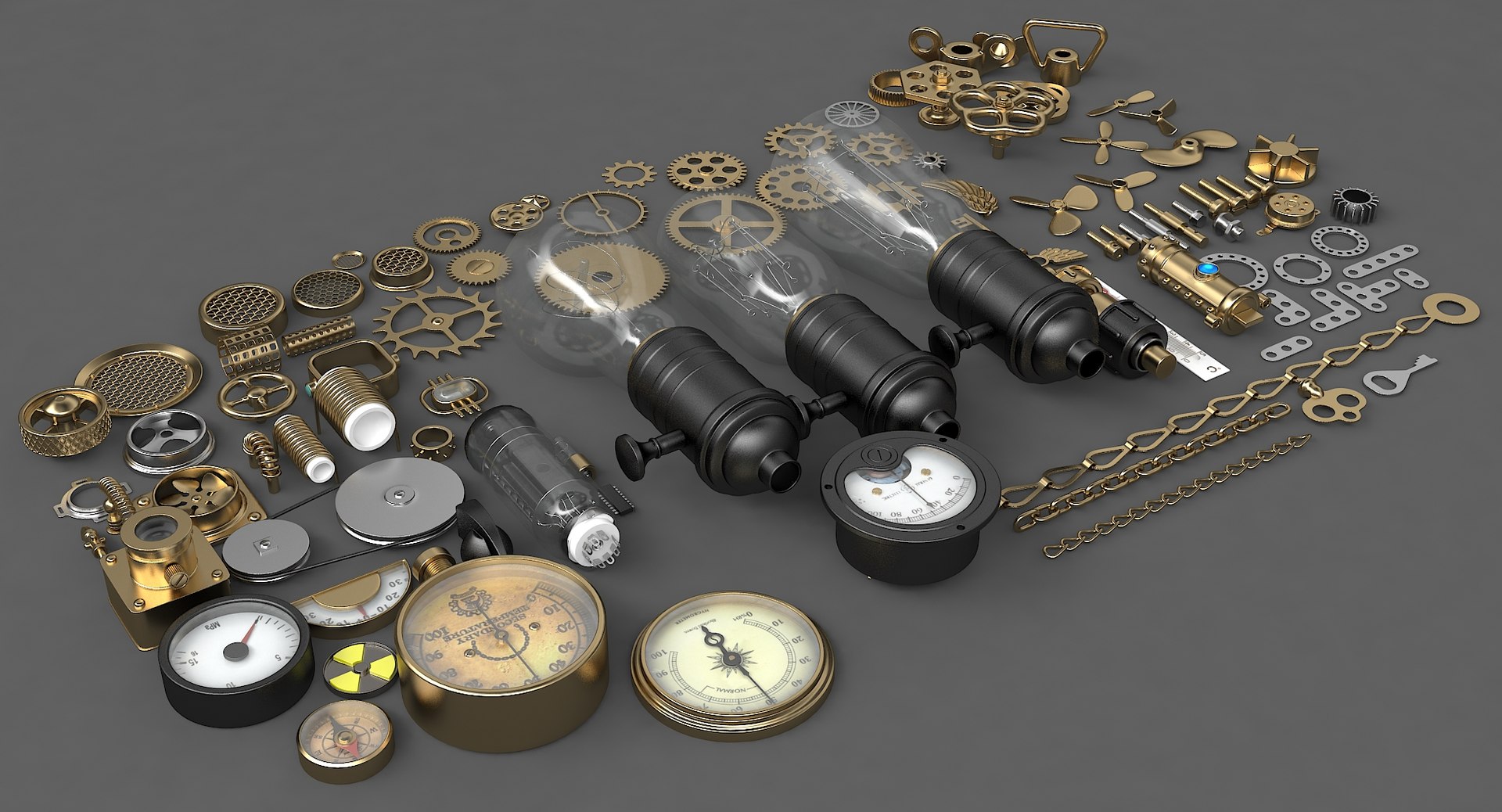 Steampunk 100 Parts 3d Model