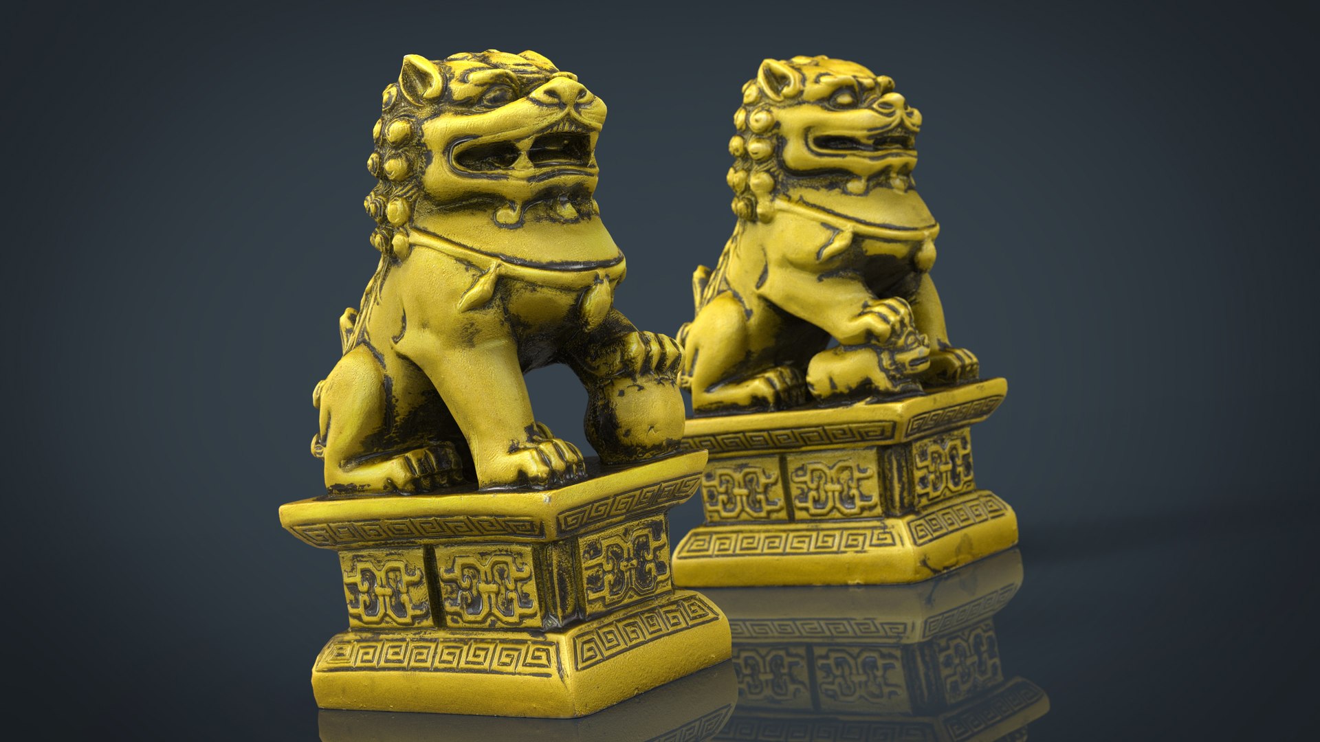 Fu Lions Dogs 3D Model - TurboSquid 1218409