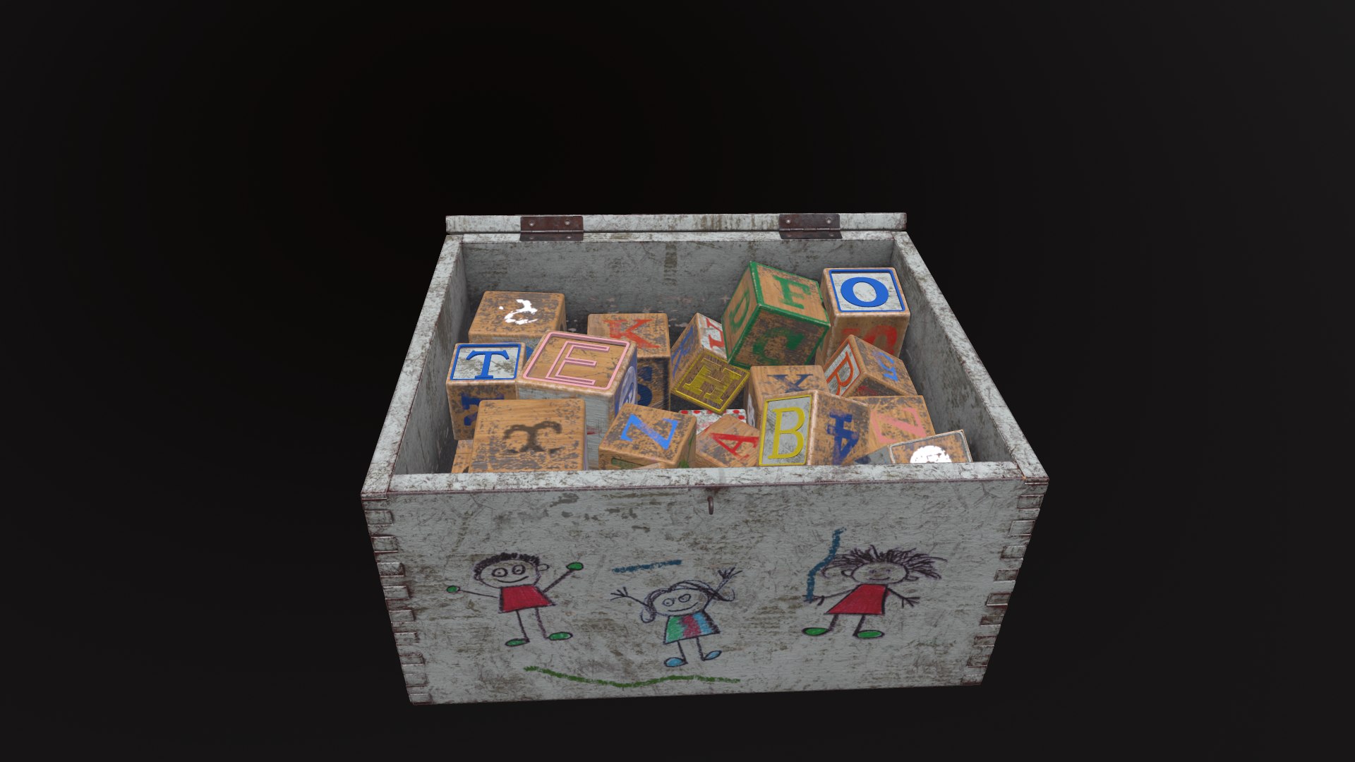 Old Wooden Kubkid Blocks And Box 3D Model - TurboSquid 1991346