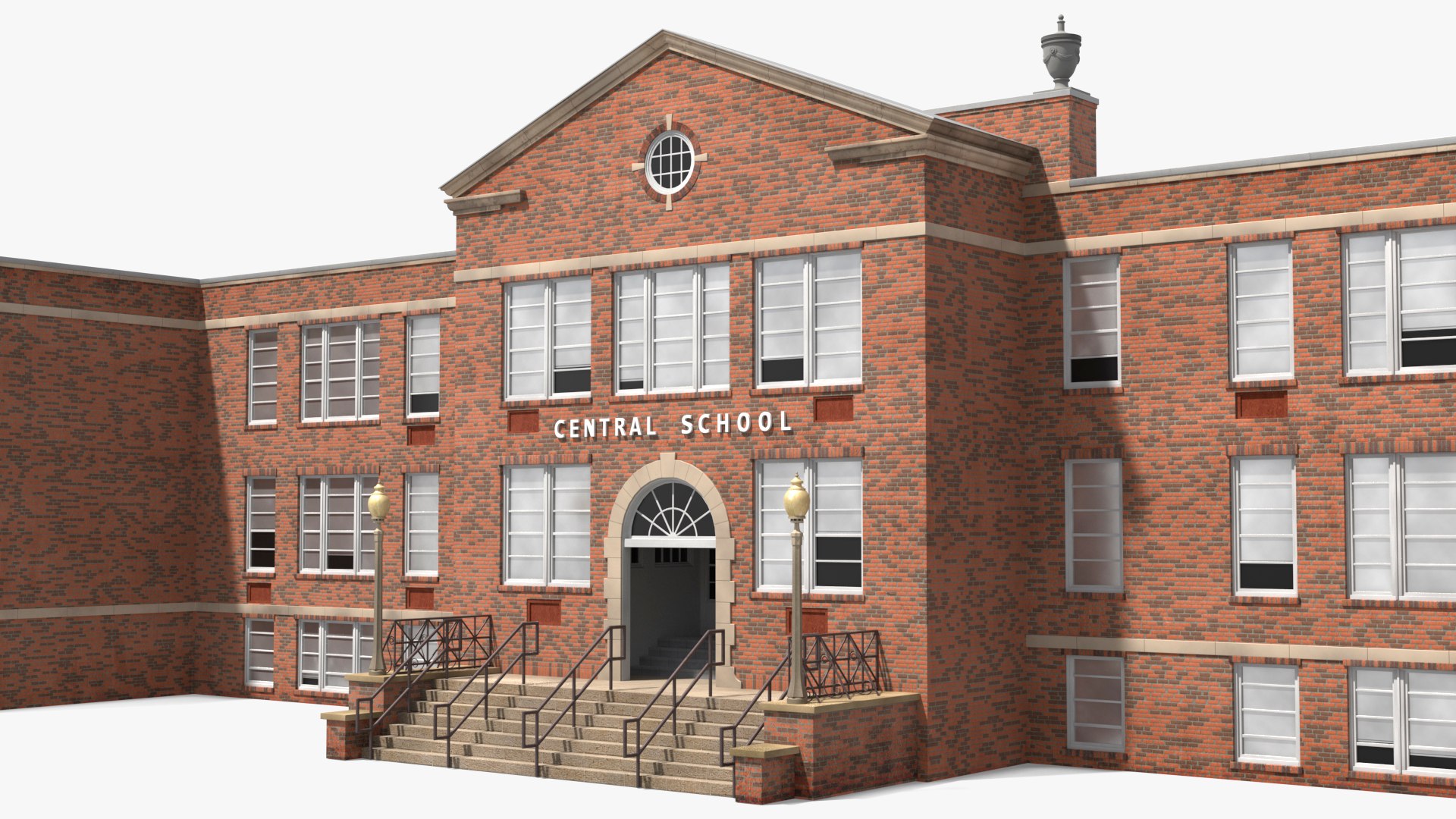3D Traditional Brick High School - TurboSquid 2390683
