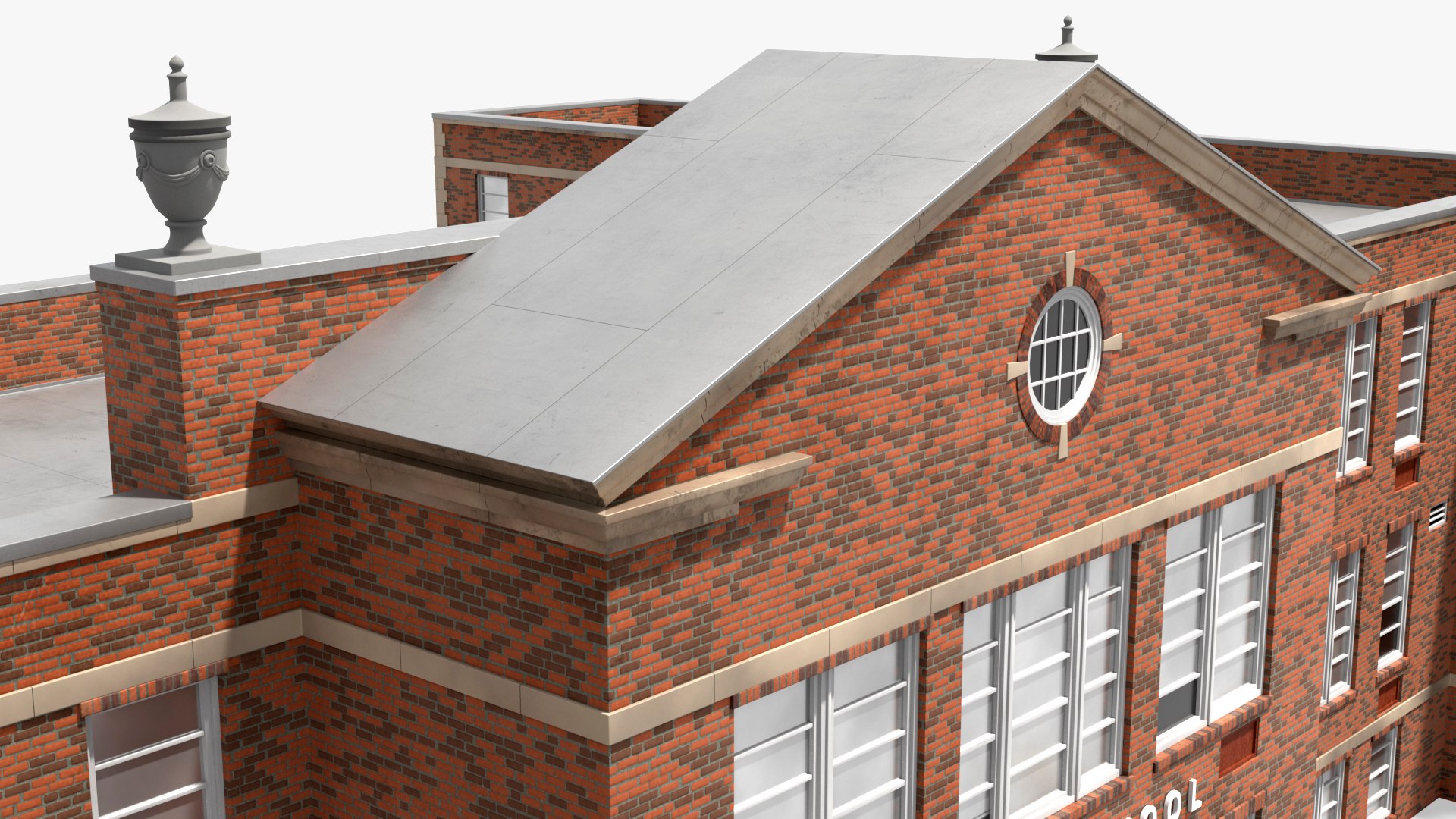 3D Traditional Brick High School - TurboSquid 2390683