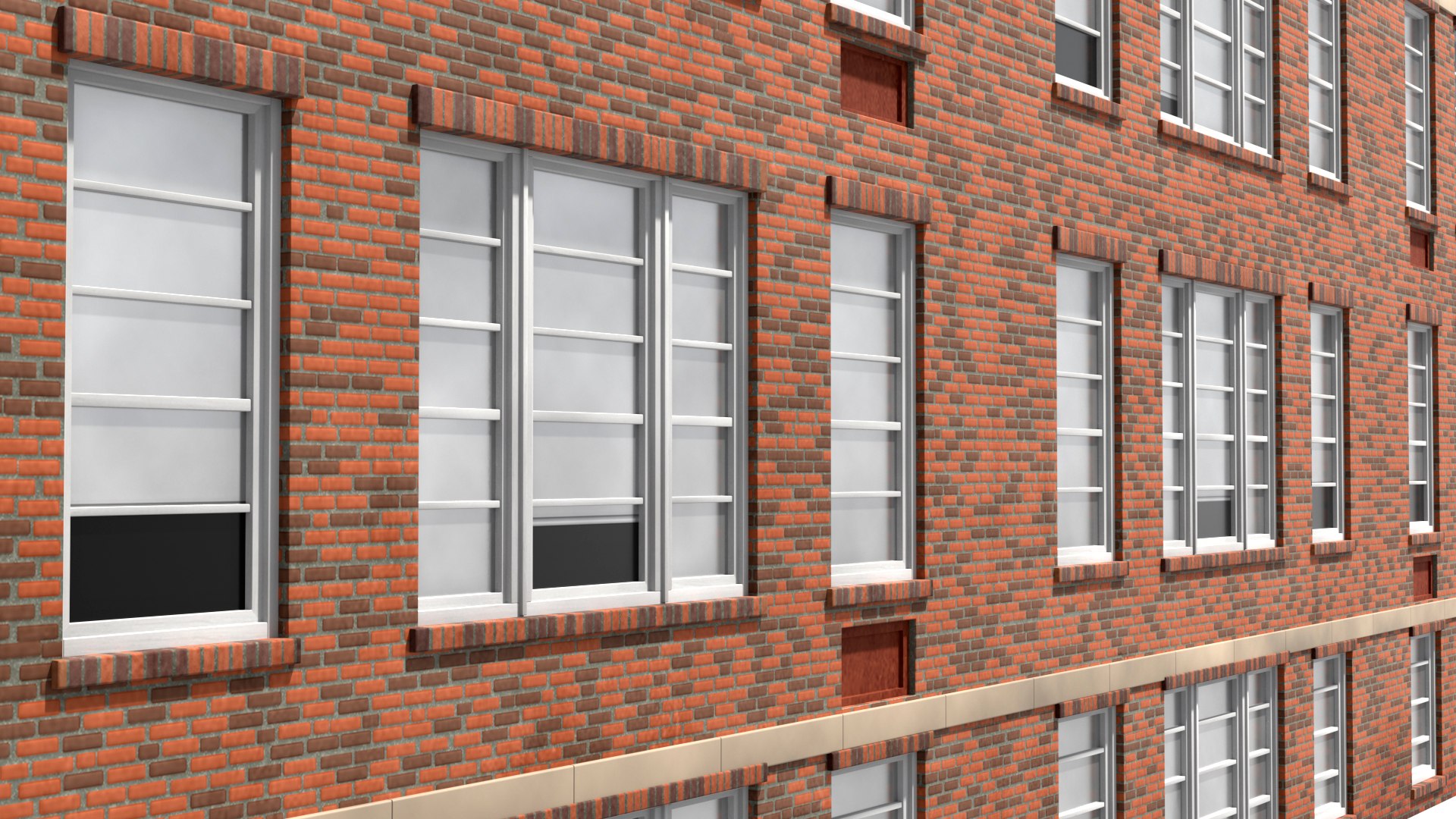 3D Traditional Brick High School - TurboSquid 2390683