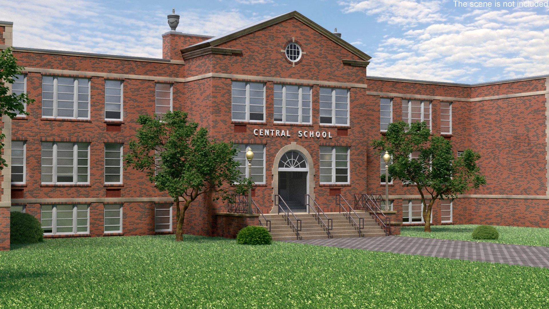 3D Traditional Brick High School - TurboSquid 2390683