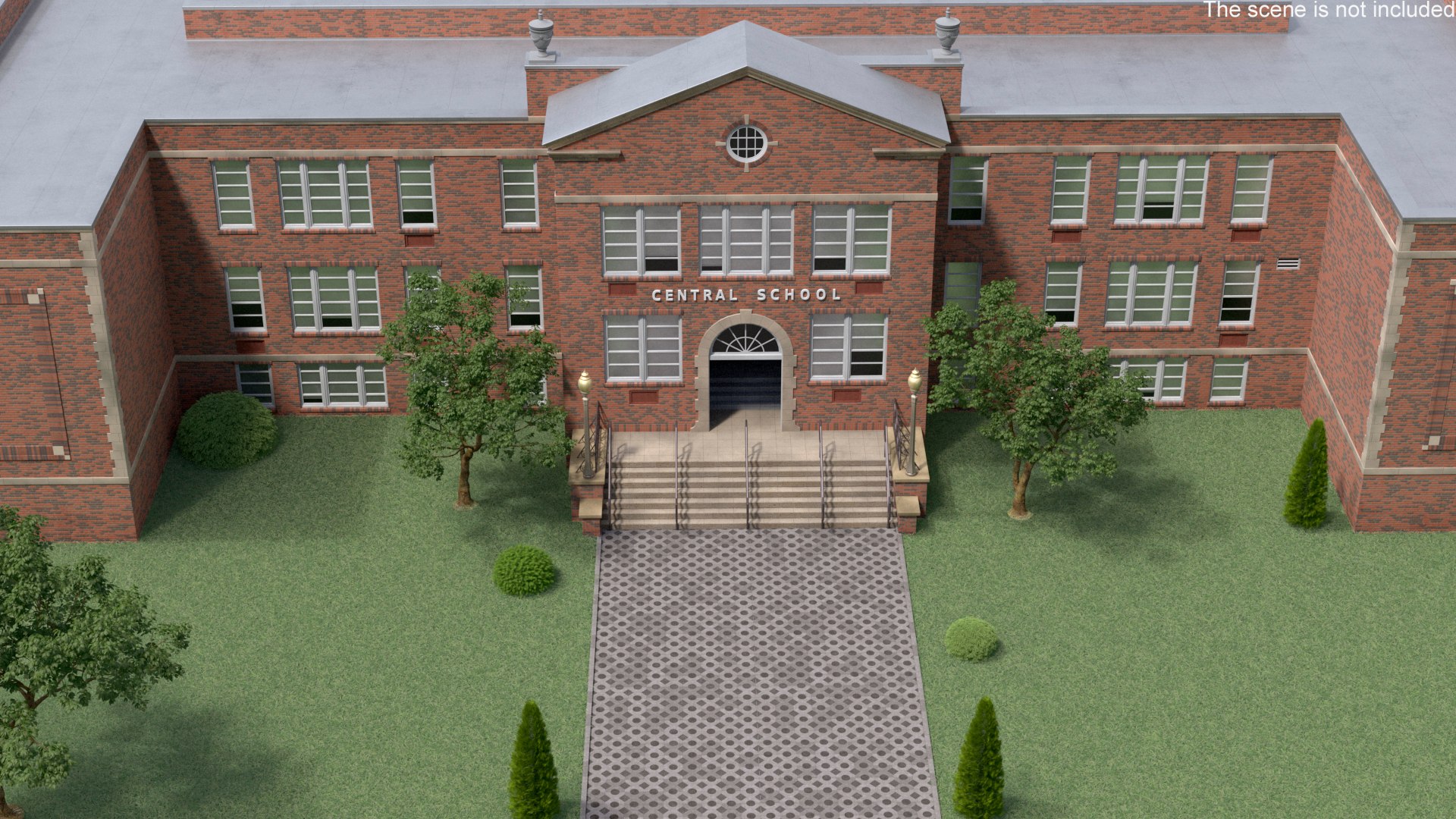 3D Traditional Brick High School - TurboSquid 2390683