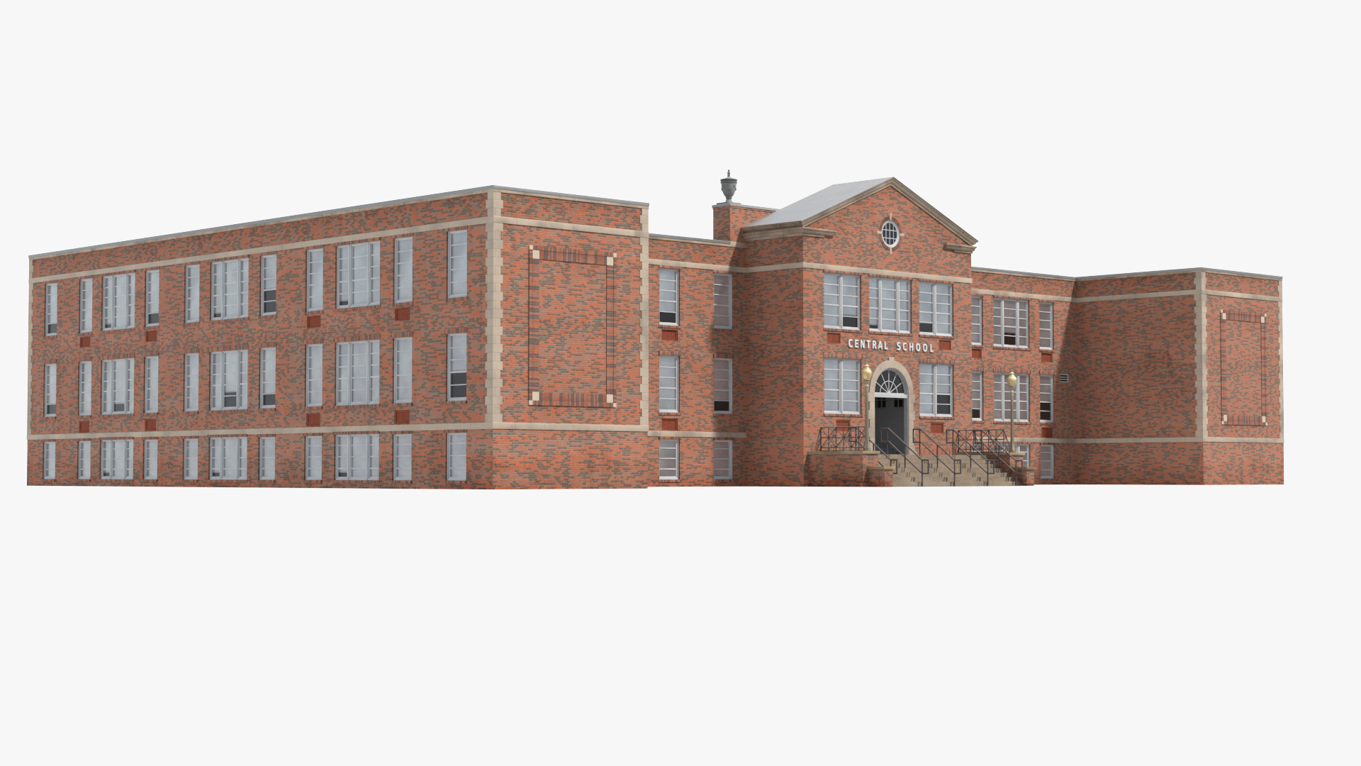 3D Traditional Brick High School - TurboSquid 2390683