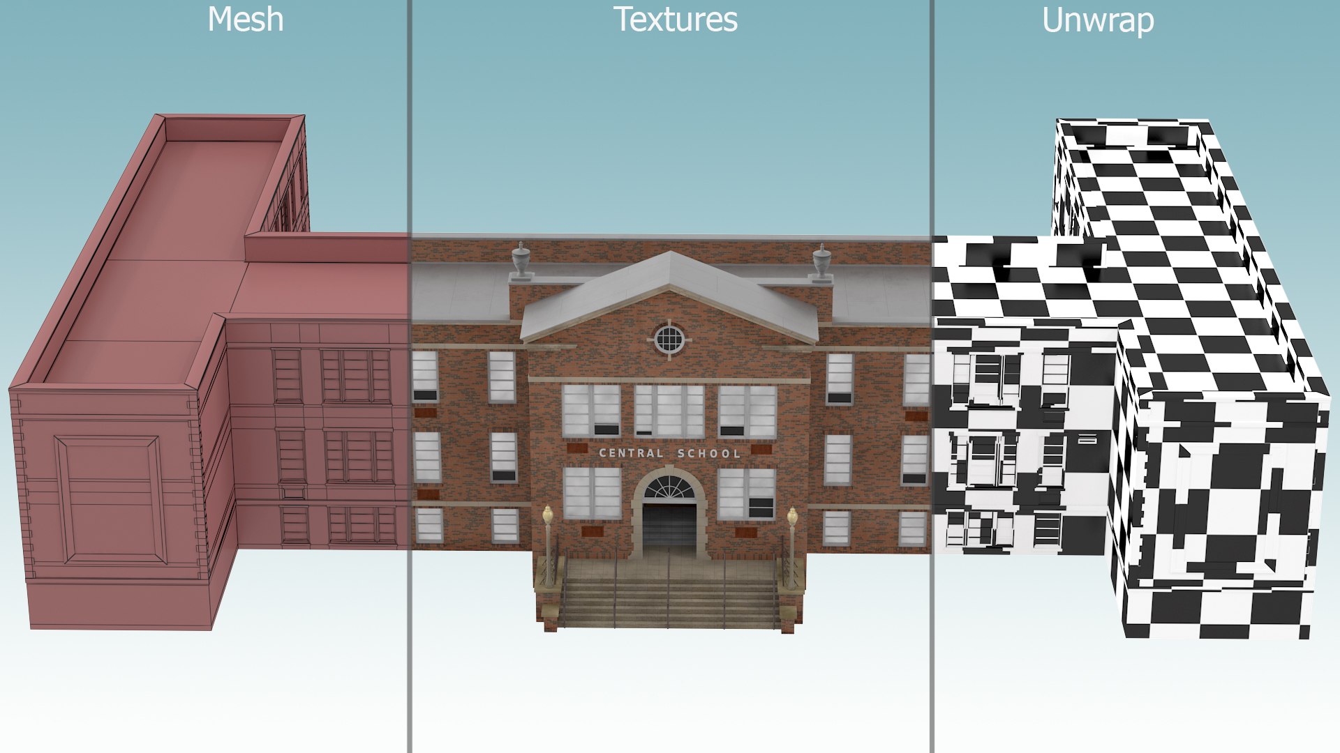 3D Traditional Brick High School - TurboSquid 2390683