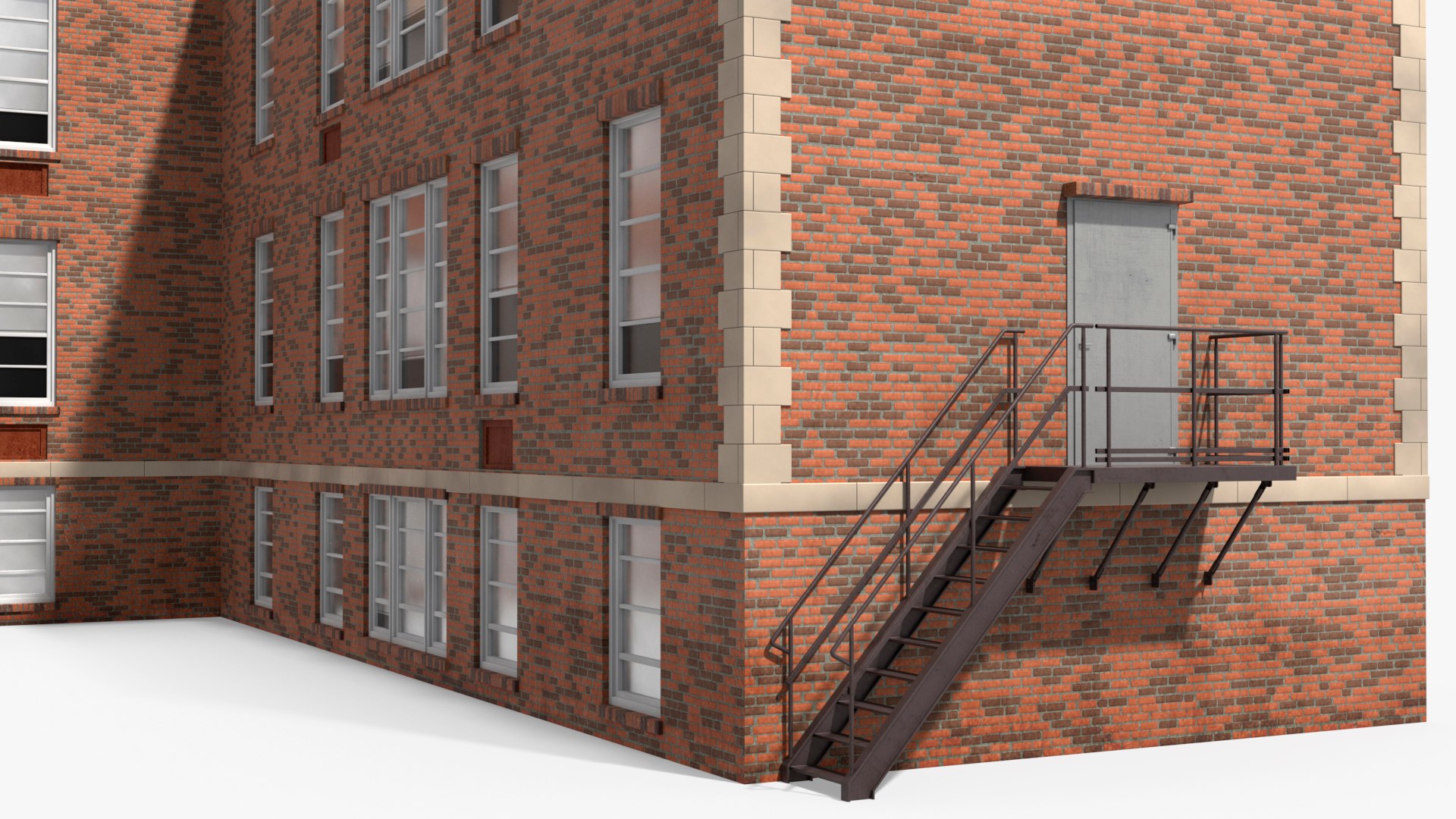 3D Traditional Brick High School - TurboSquid 2390683