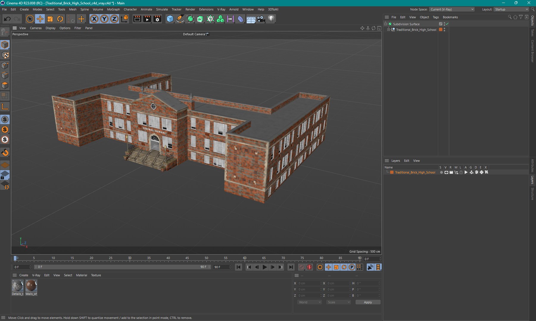 3D Traditional Brick High School - TurboSquid 2390683