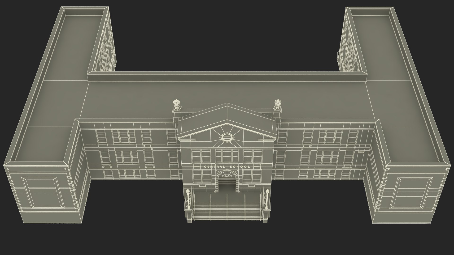 3D Traditional Brick High School - TurboSquid 2390683