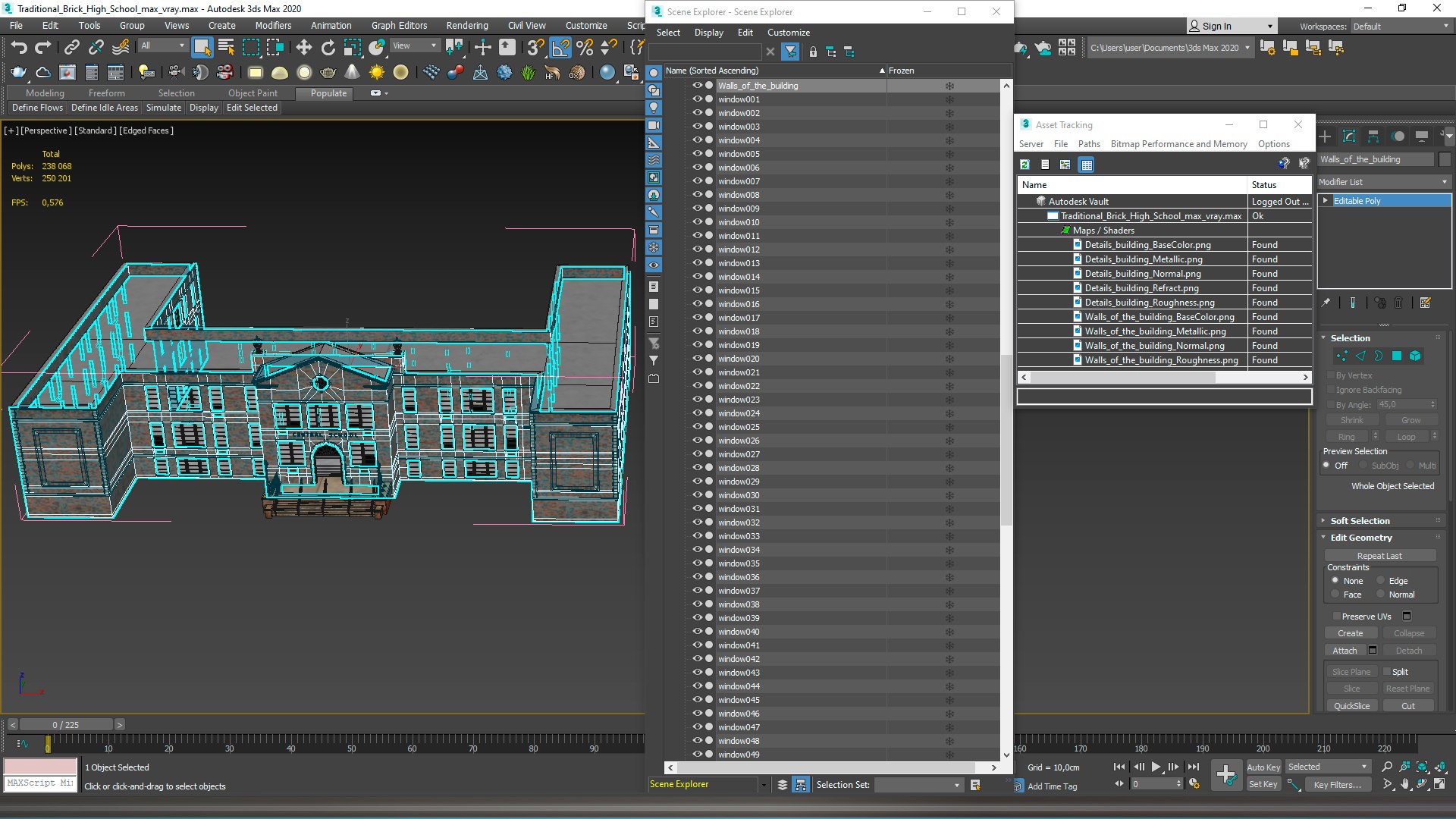 3D Traditional Brick High School - TurboSquid 2390683
