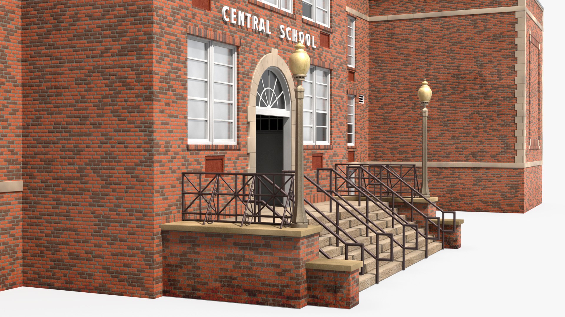 3D Traditional Brick High School - TurboSquid 2390683