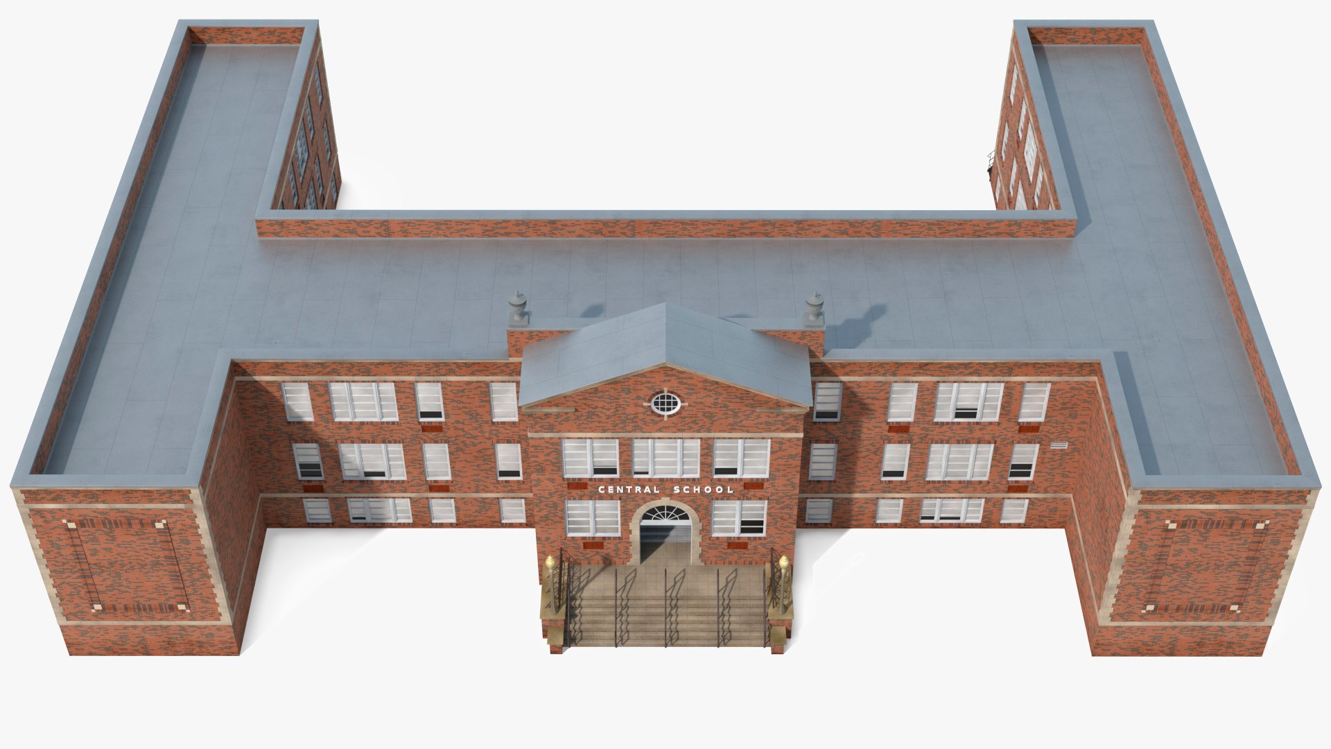 3D Traditional Brick High School - TurboSquid 2390683