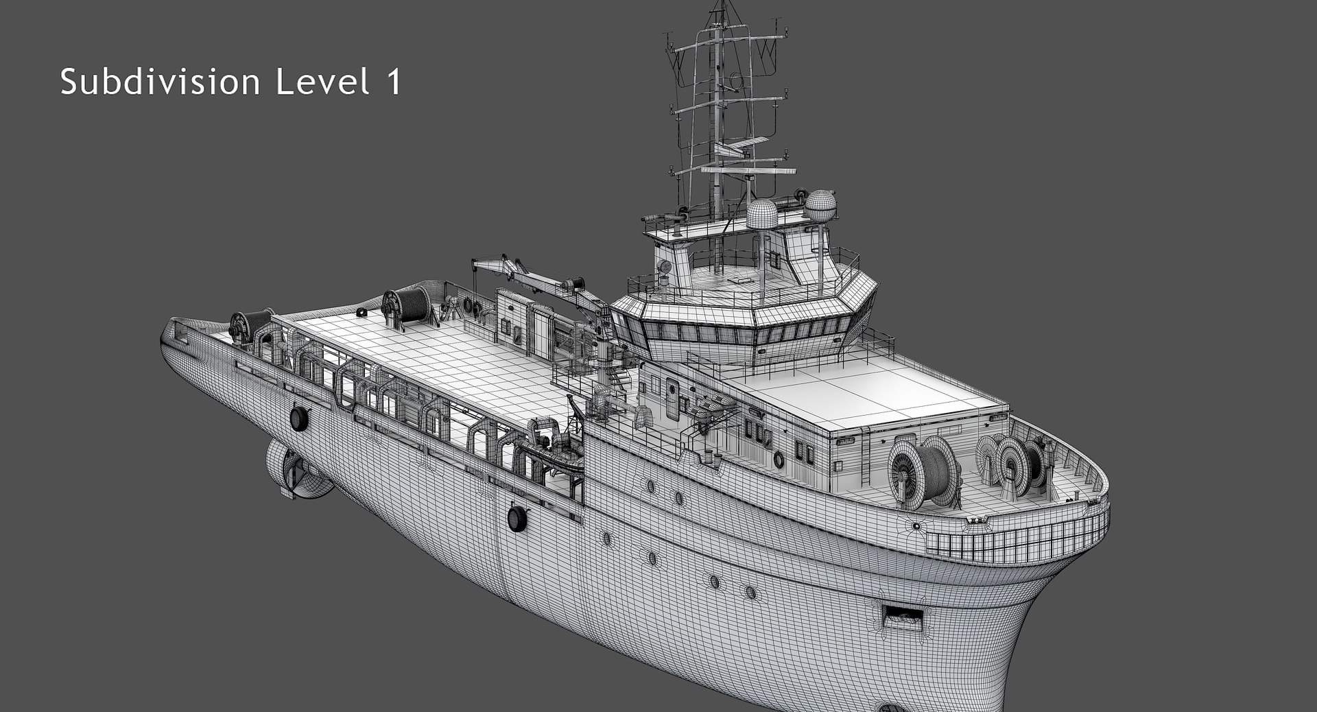 ahts vessel anchor handling 3d model