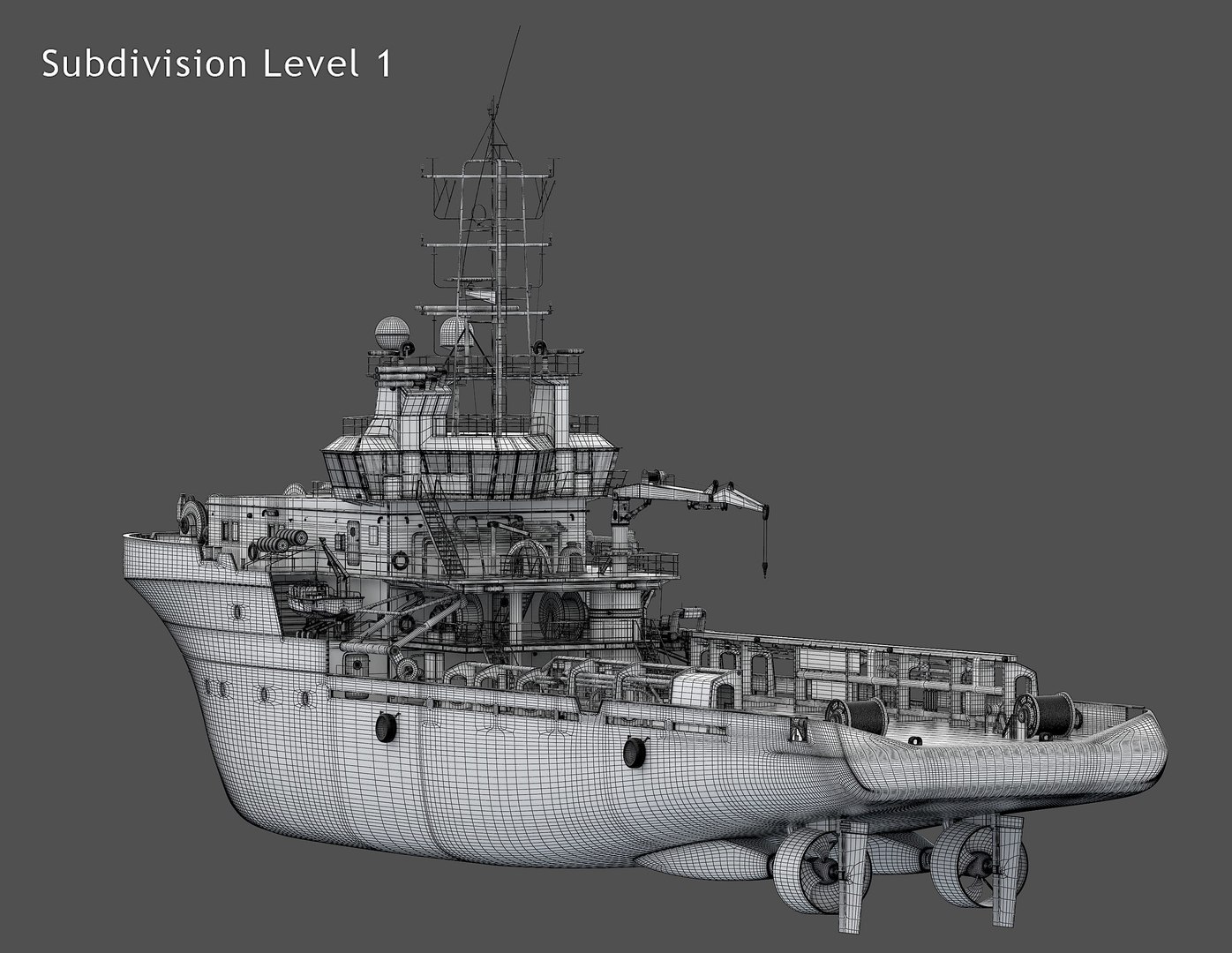 ahts vessel anchor handling 3d model