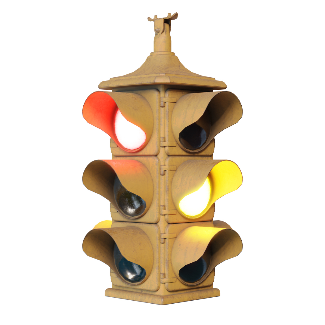 3D Yellow Traffic Light Low-poly Model - TurboSquid 2221869