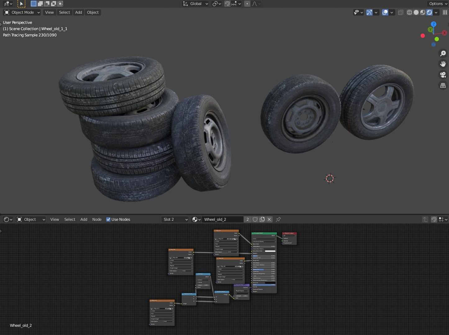 Old Wheels For Car PBR 3D - TurboSquid 1758585