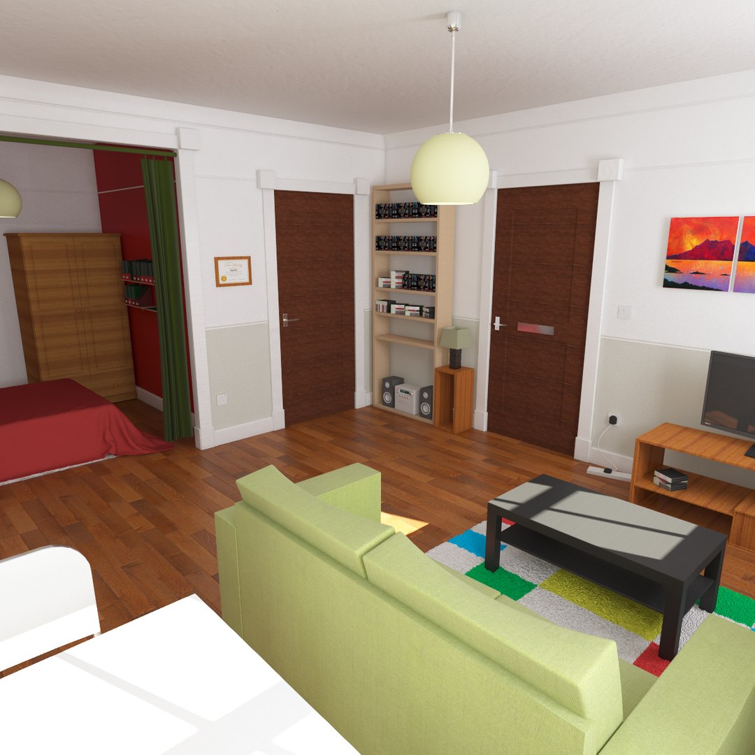 studio apartment 3d max
