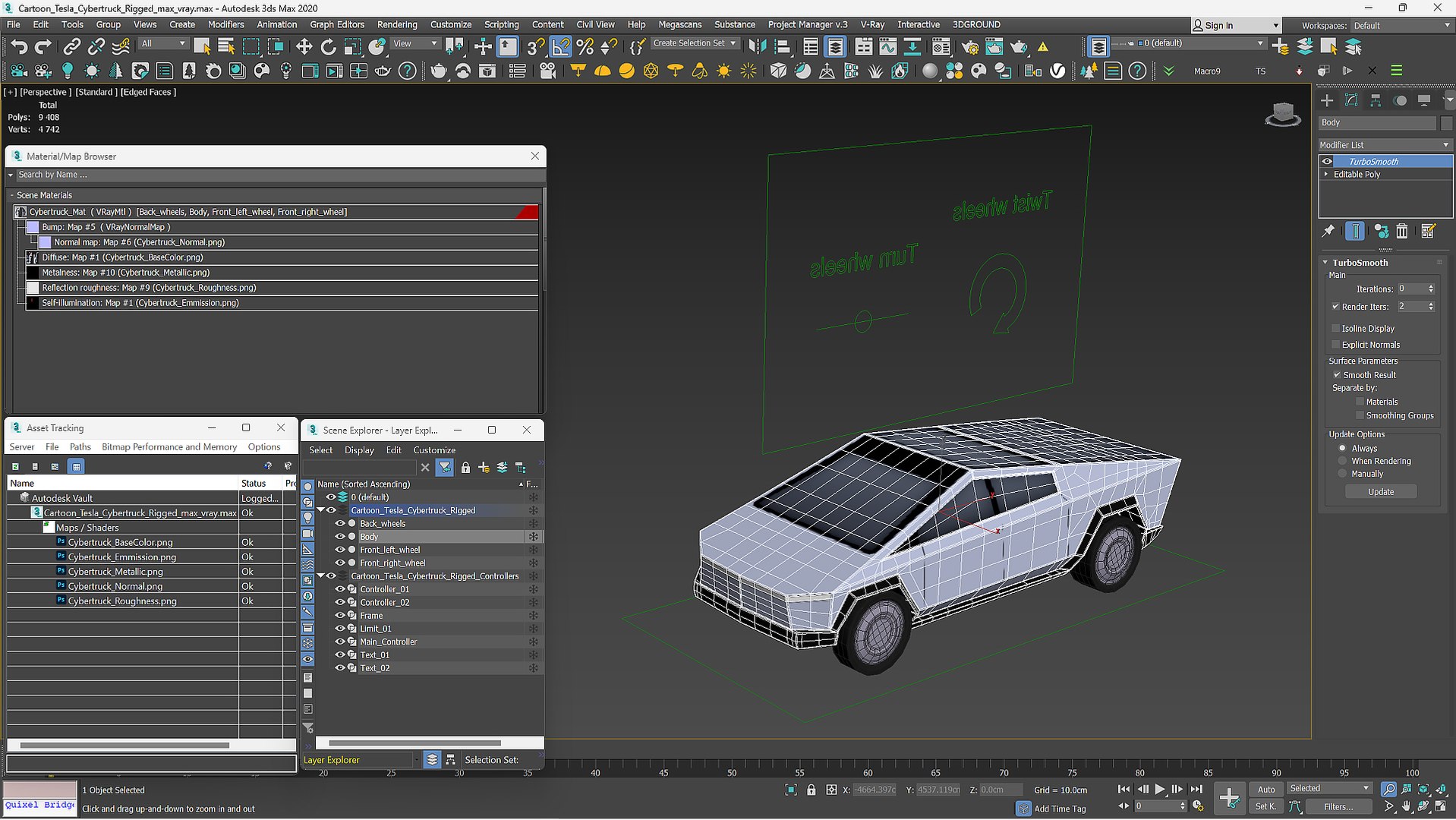 3D Model Cartoon Tesla Cybertruck Rigged - TurboSquid 2350568
