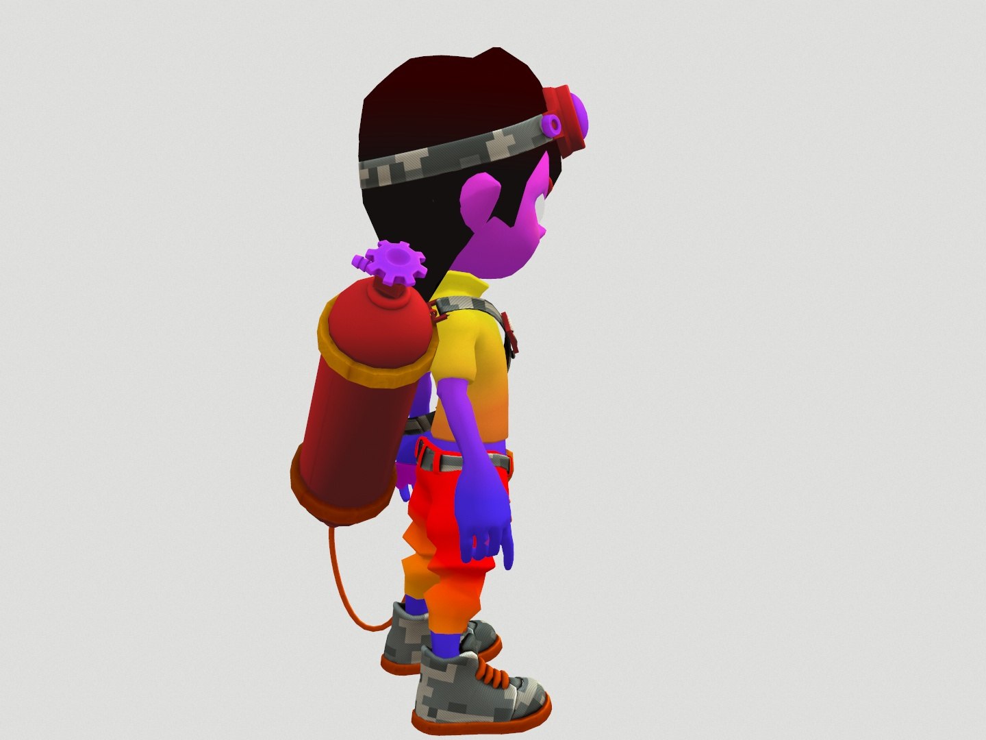 3D cartoon boy flamethrower - TurboSquid 1448594