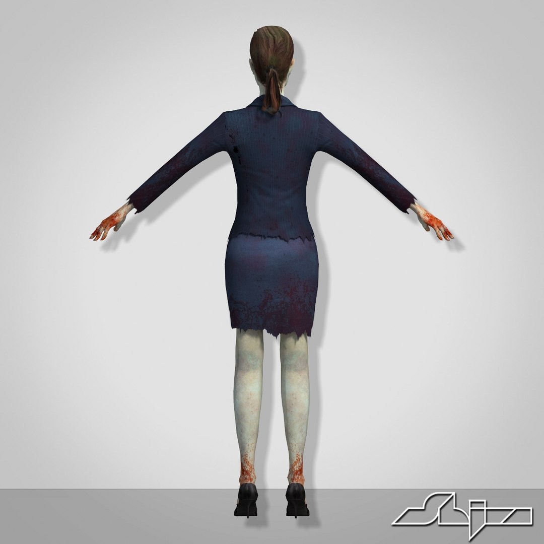 Zombie Female Character Rigged Biped 3d Model