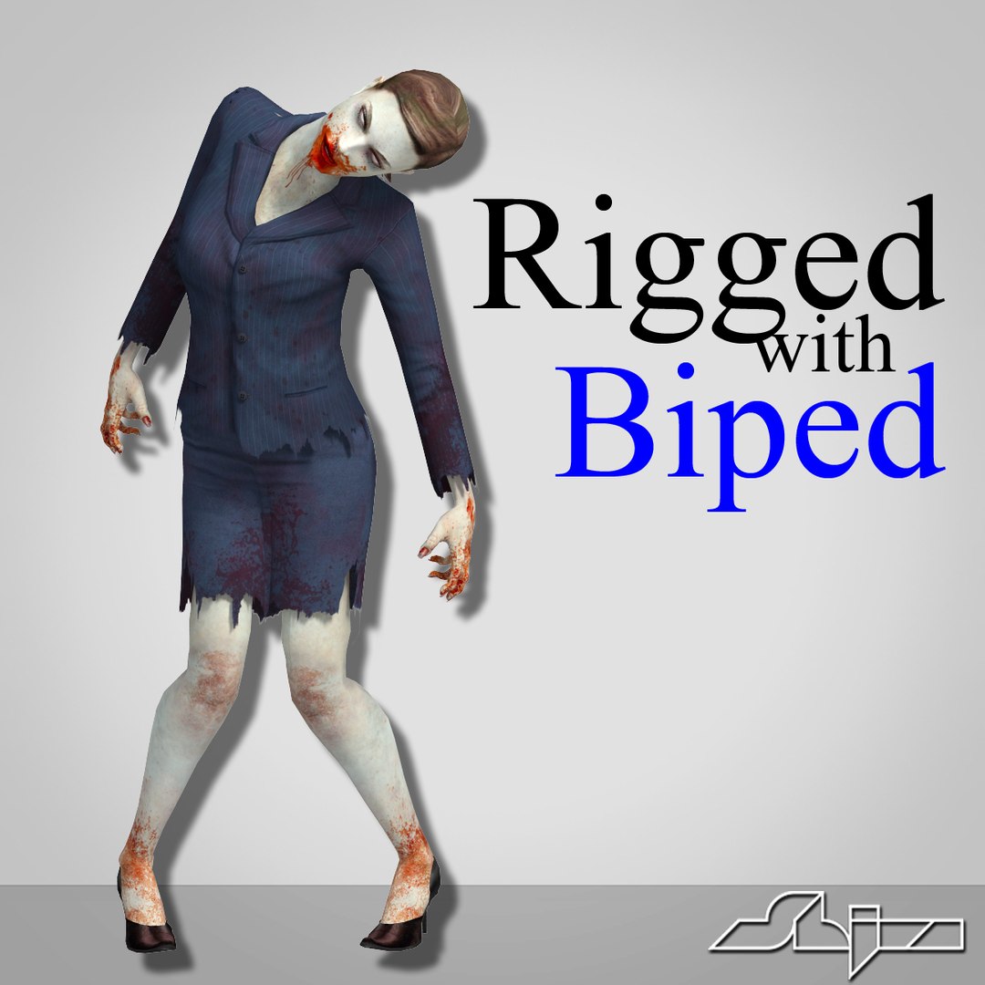 Zombie Female Character Rigged Biped 3d Model