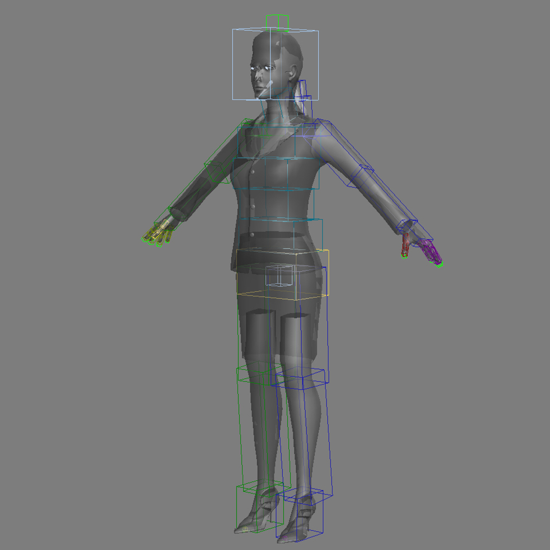 zombie female character rigged biped 3d model