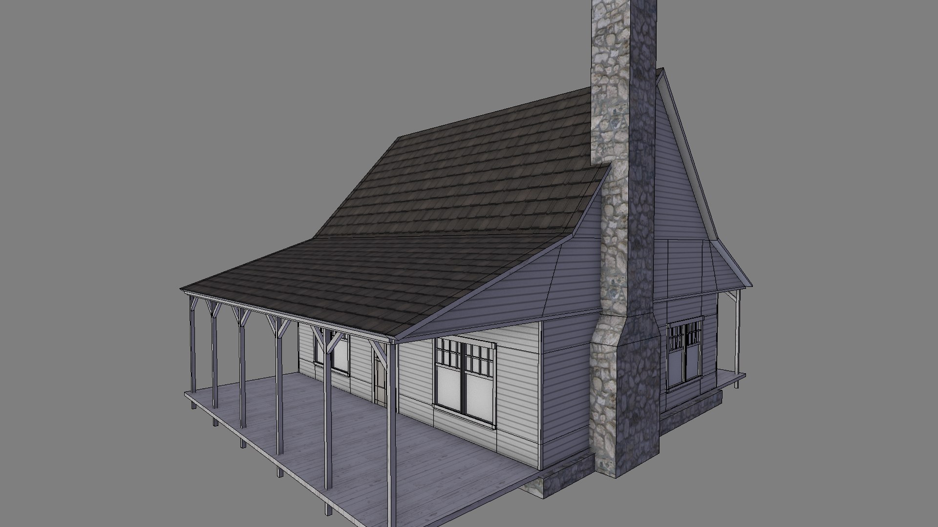 3d american house model