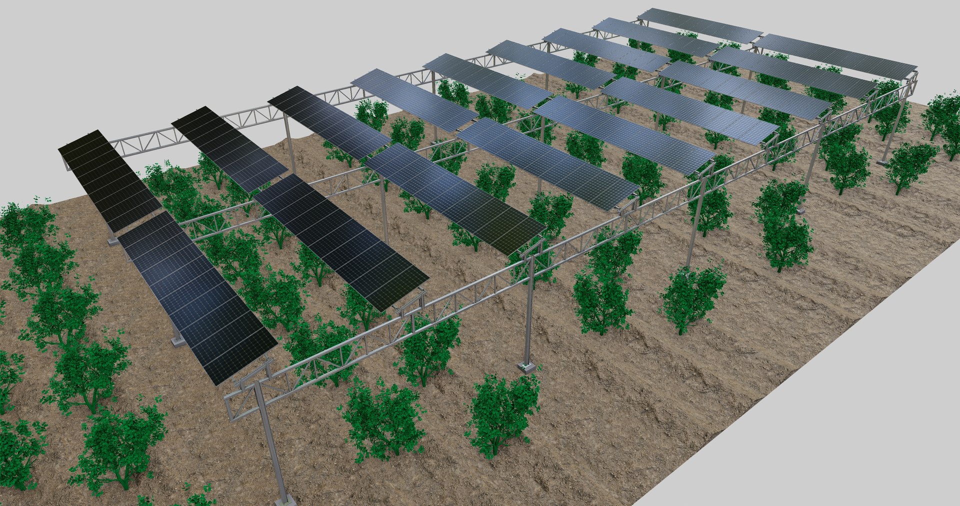 Solar Steel Construction For Farms Type-1 3D Model - TurboSquid 2148301