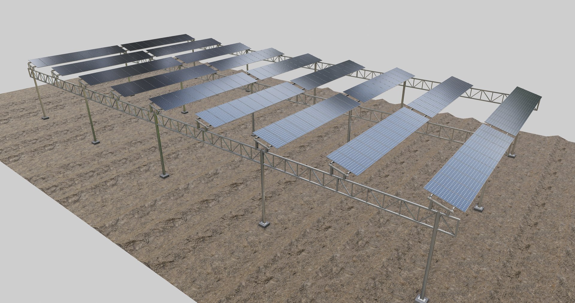 Solar Steel Construction For Farms Type-1 3D Model - TurboSquid 2148301