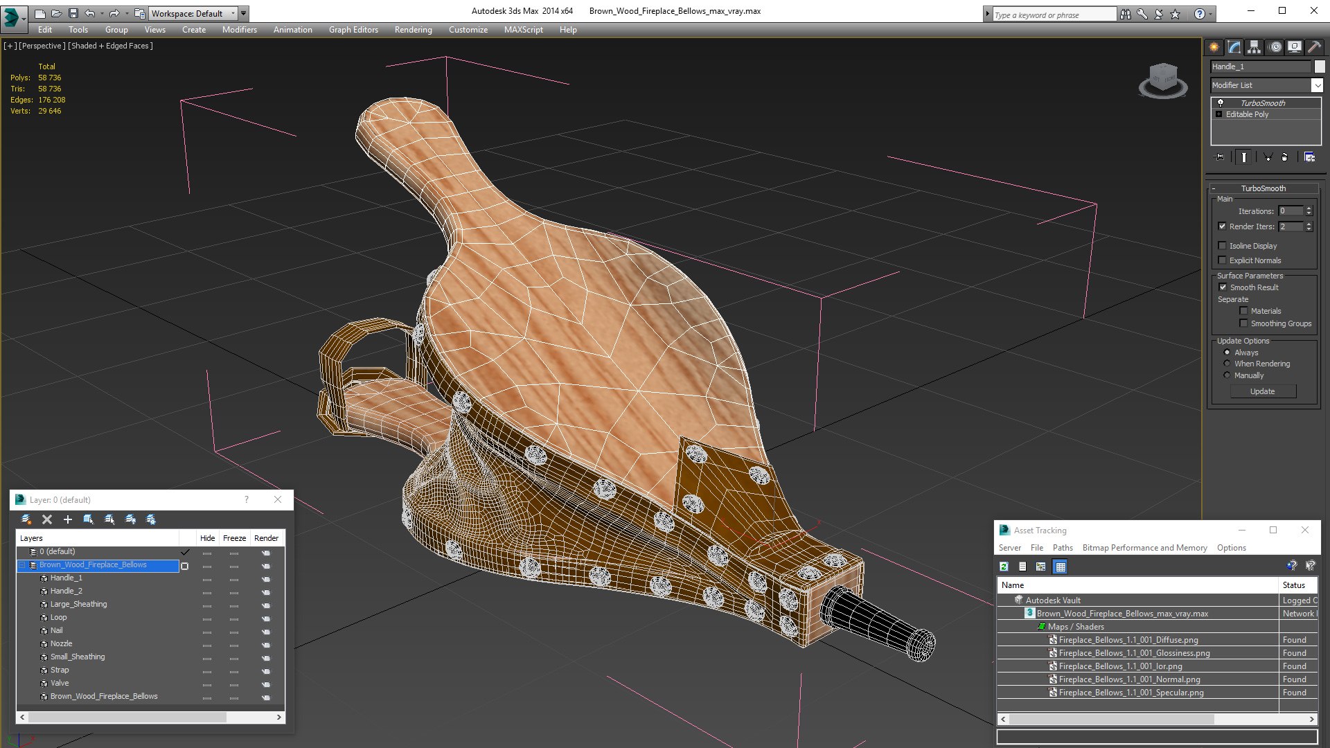Brown Wood Fireplace Bellows 3D model - TurboSquid 1831197