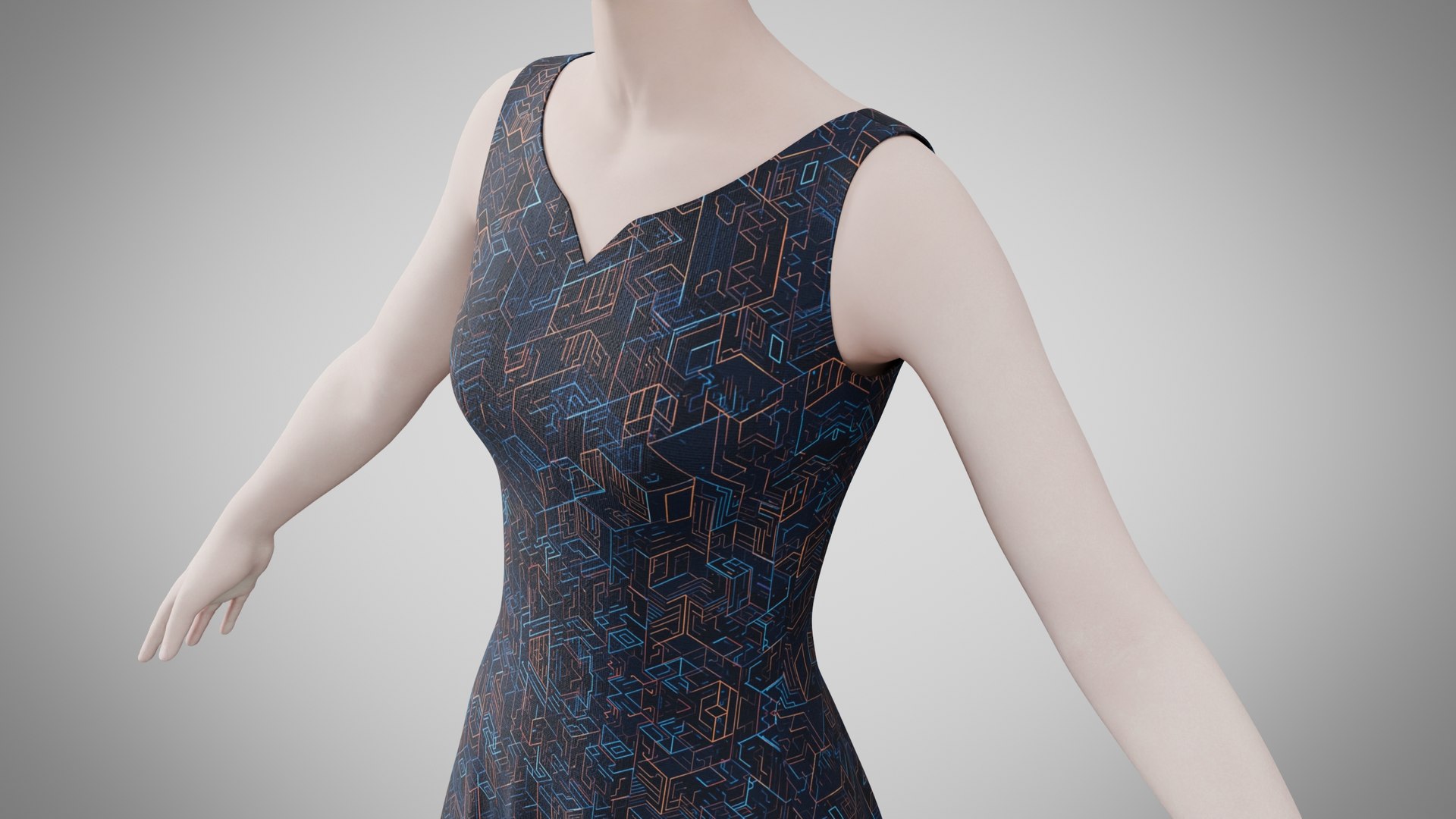 Dress 36 Neon Circuit Blocks Model - TurboSquid 2503395