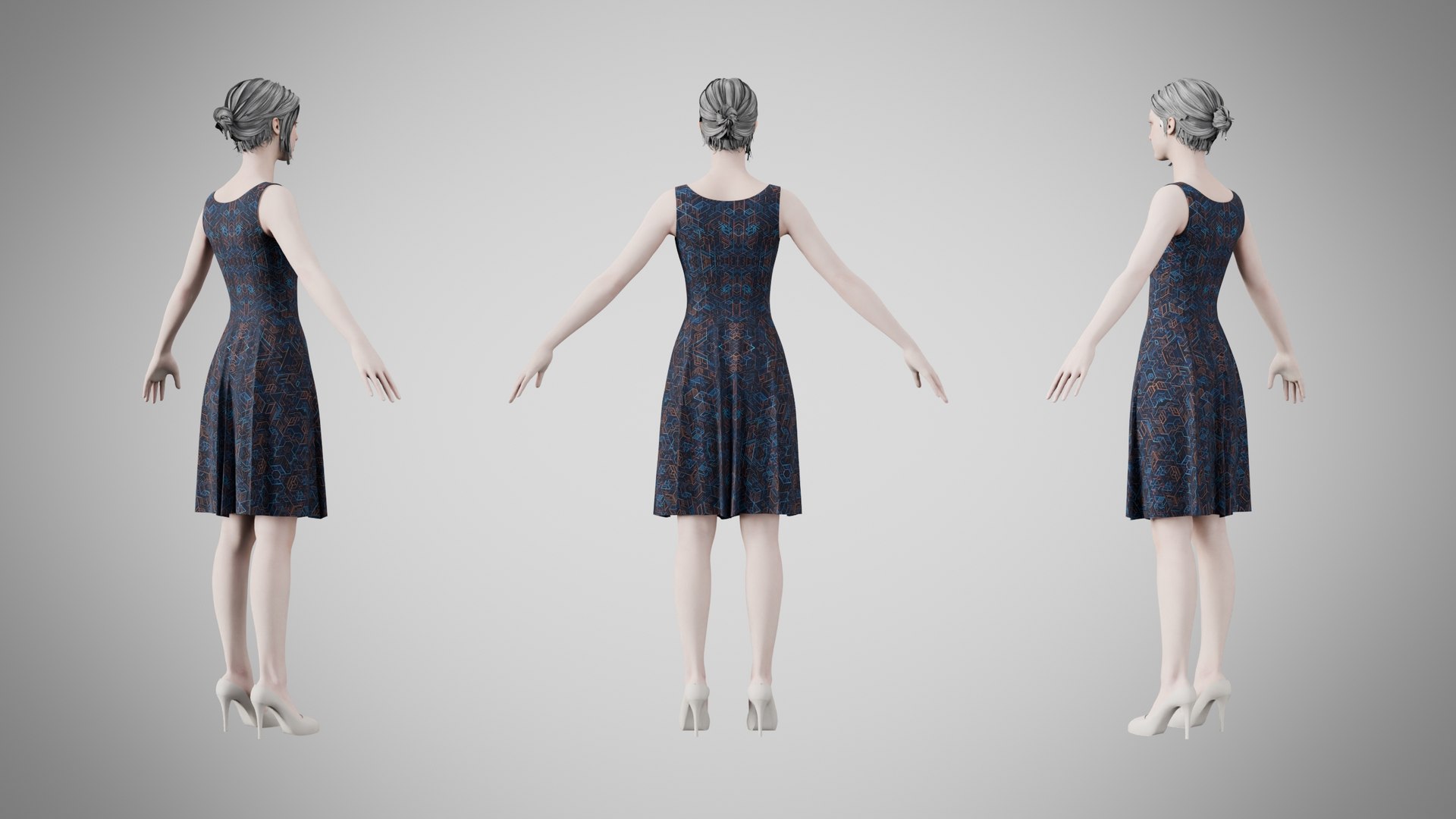 Dress 36 Neon Circuit Blocks Model - TurboSquid 2503395