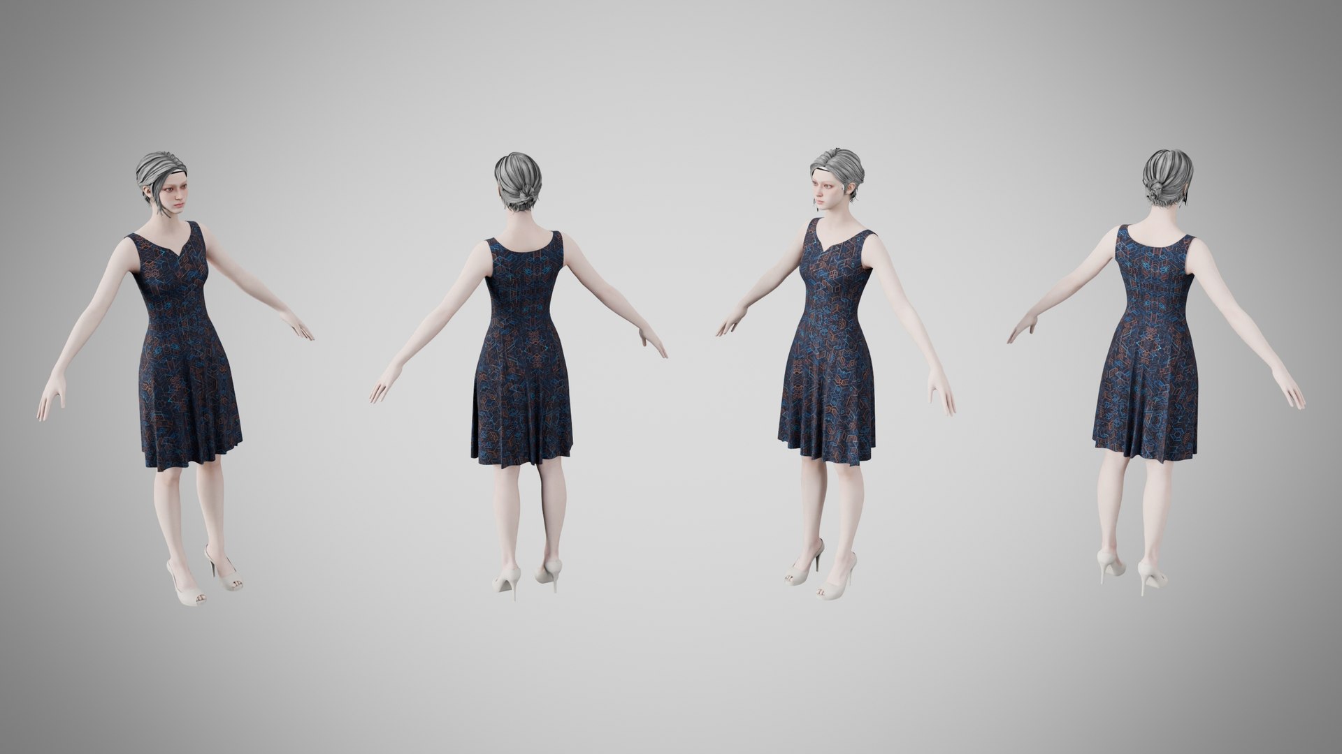 Dress 36 Neon Circuit Blocks Model - TurboSquid 2503395