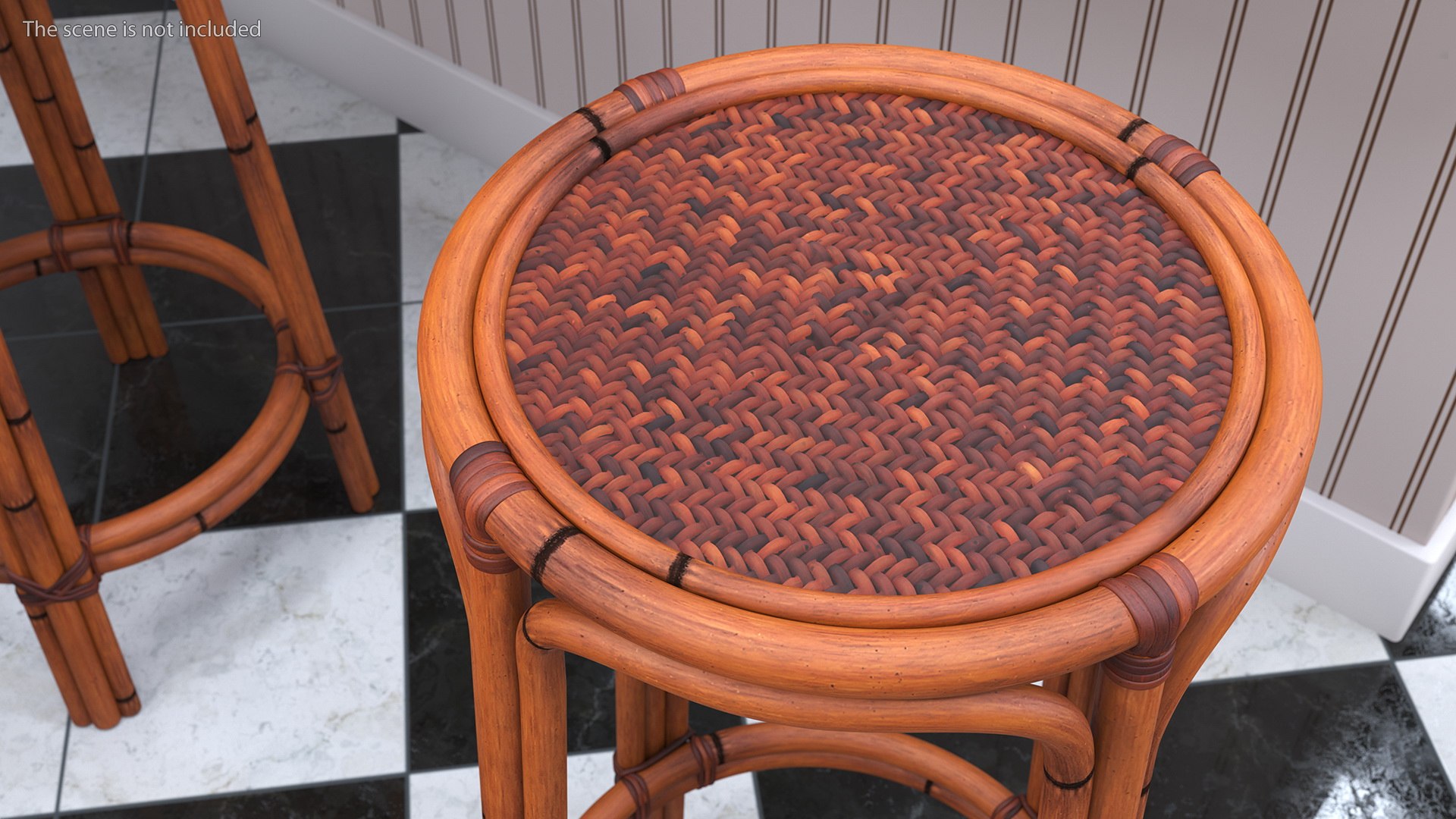 Rattan Backless Counter Stool 3D Model - TurboSquid 1723457