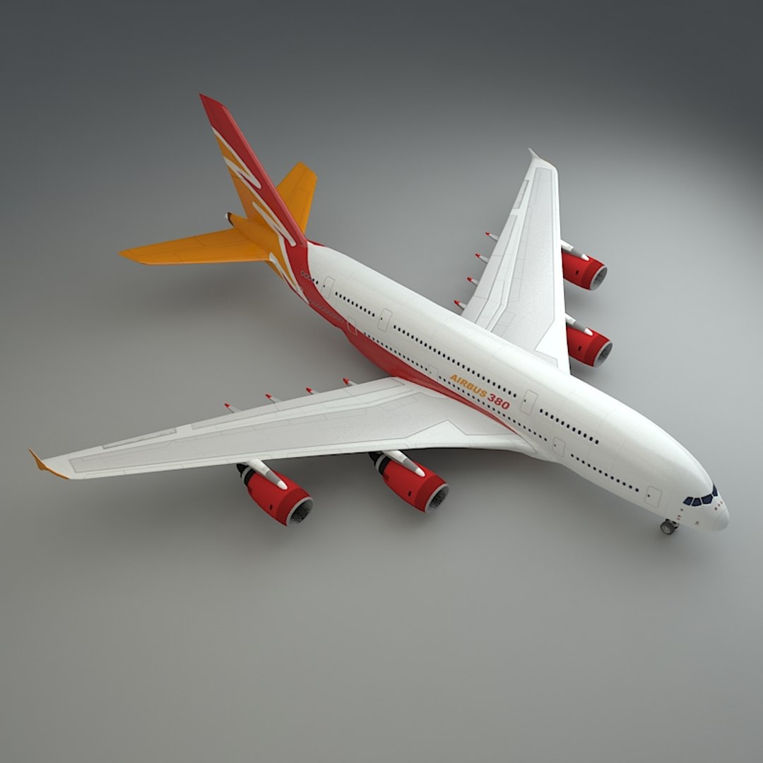 airbus a380 red orange 3d x