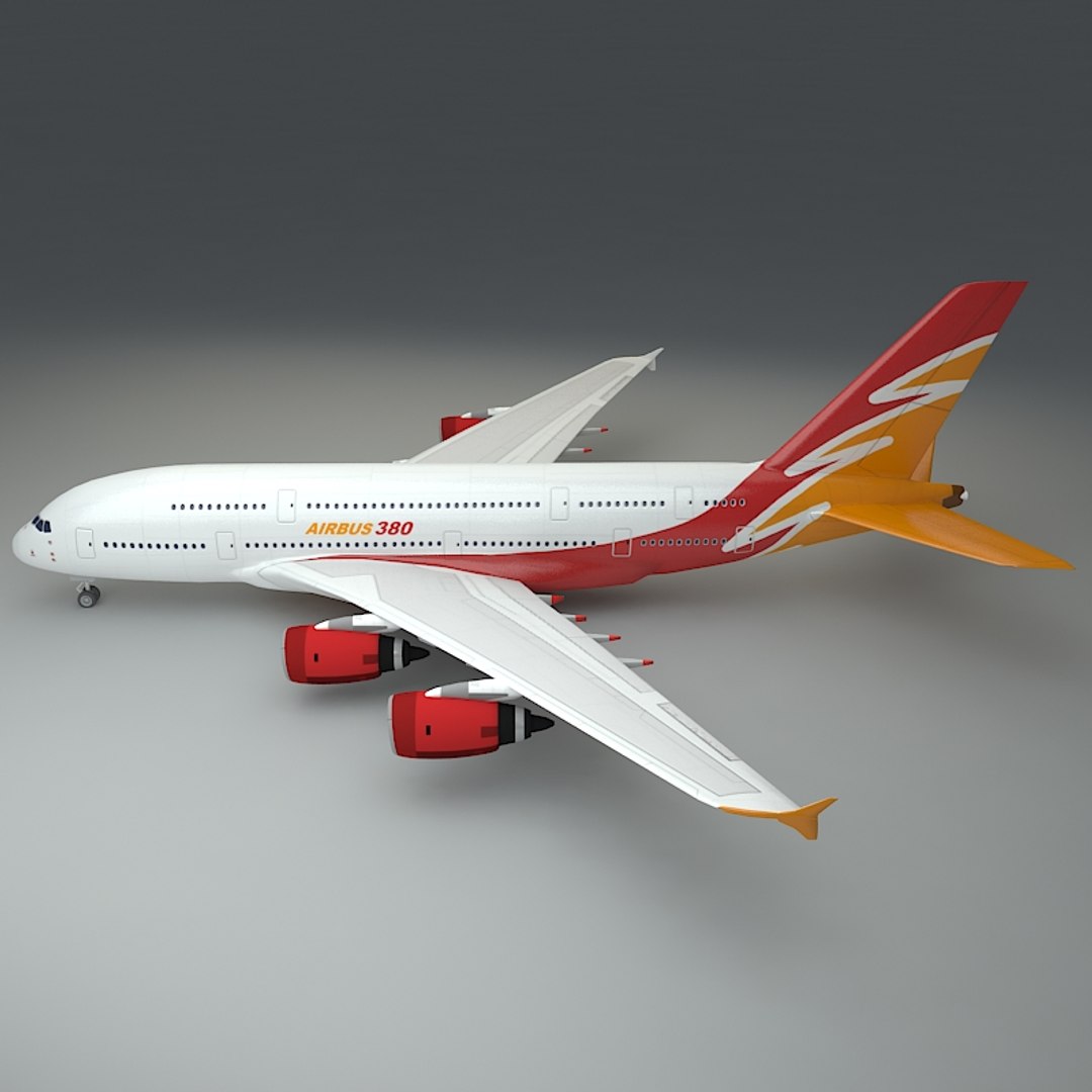 airbus a380 red orange 3d x