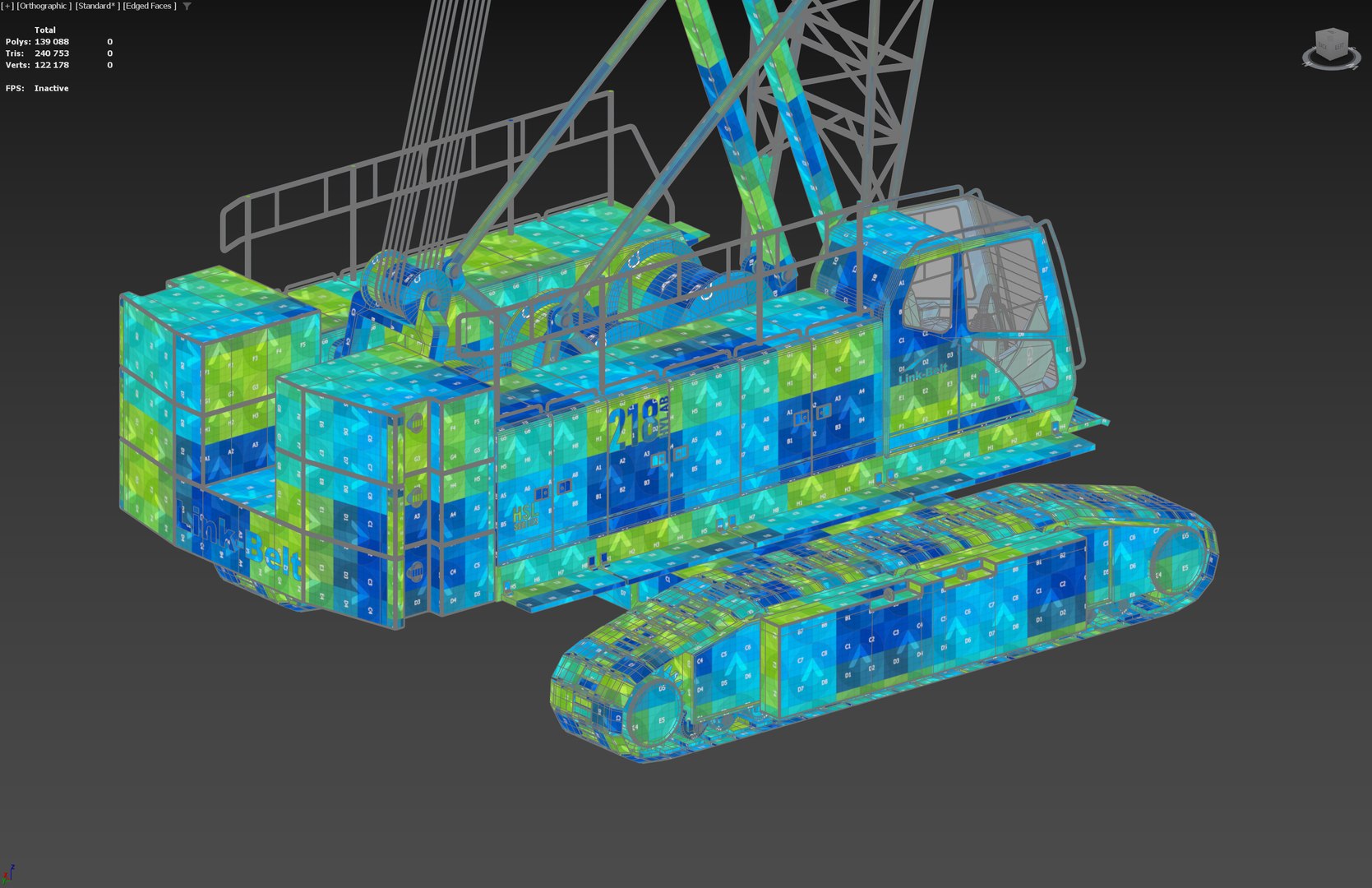 3D Link-Belt 218 HSL 110-Ton Lattice Boom Crawler Crane model ...