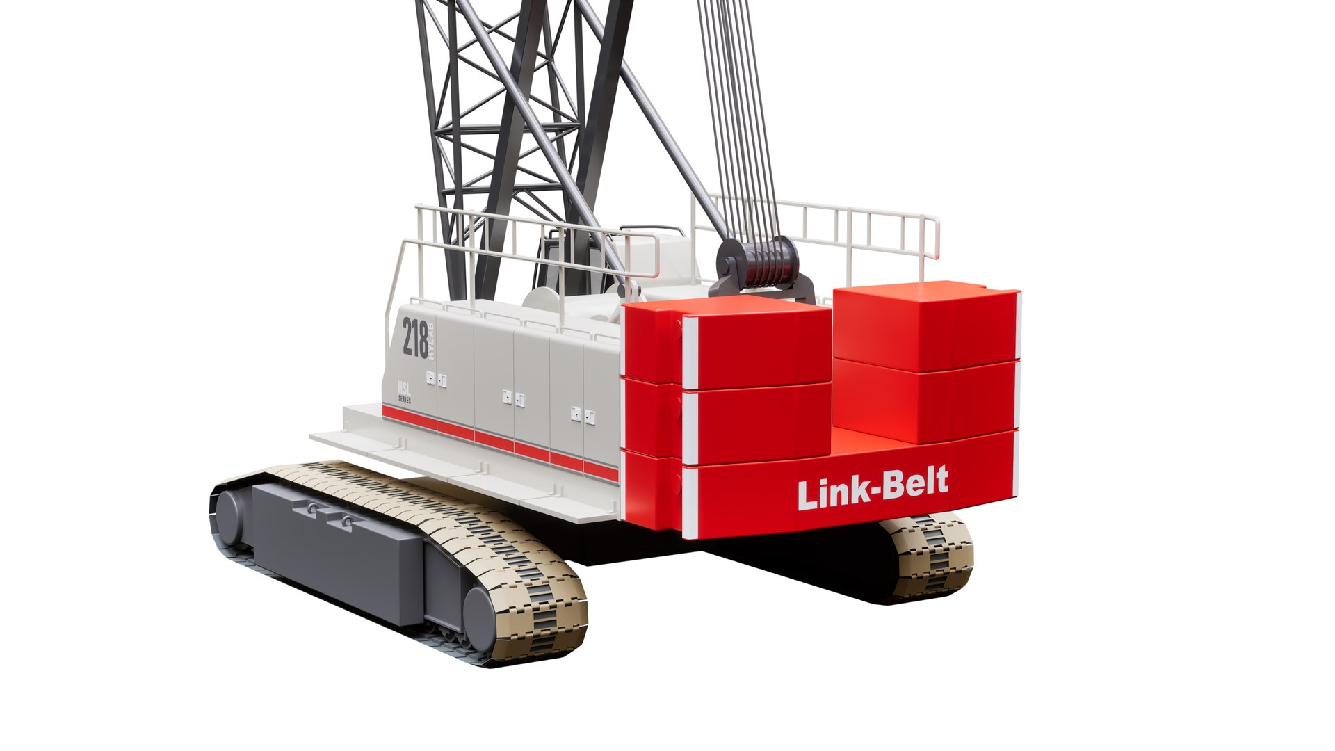 3D Link-Belt 218 HSL 110-Ton Lattice Boom Crawler Crane model ...